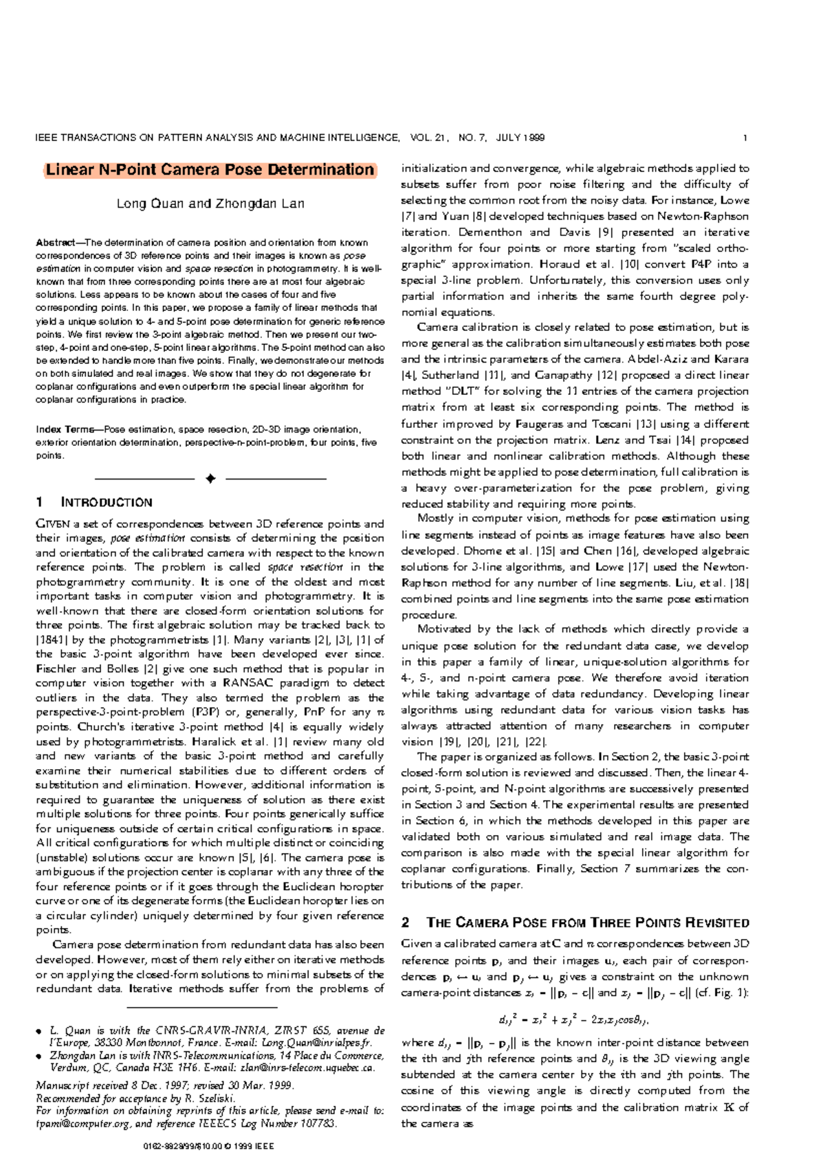 Article - TRANSACTIONS ON PATTERN ANALYSIS AND MACHINE INTELLIGENCE ...