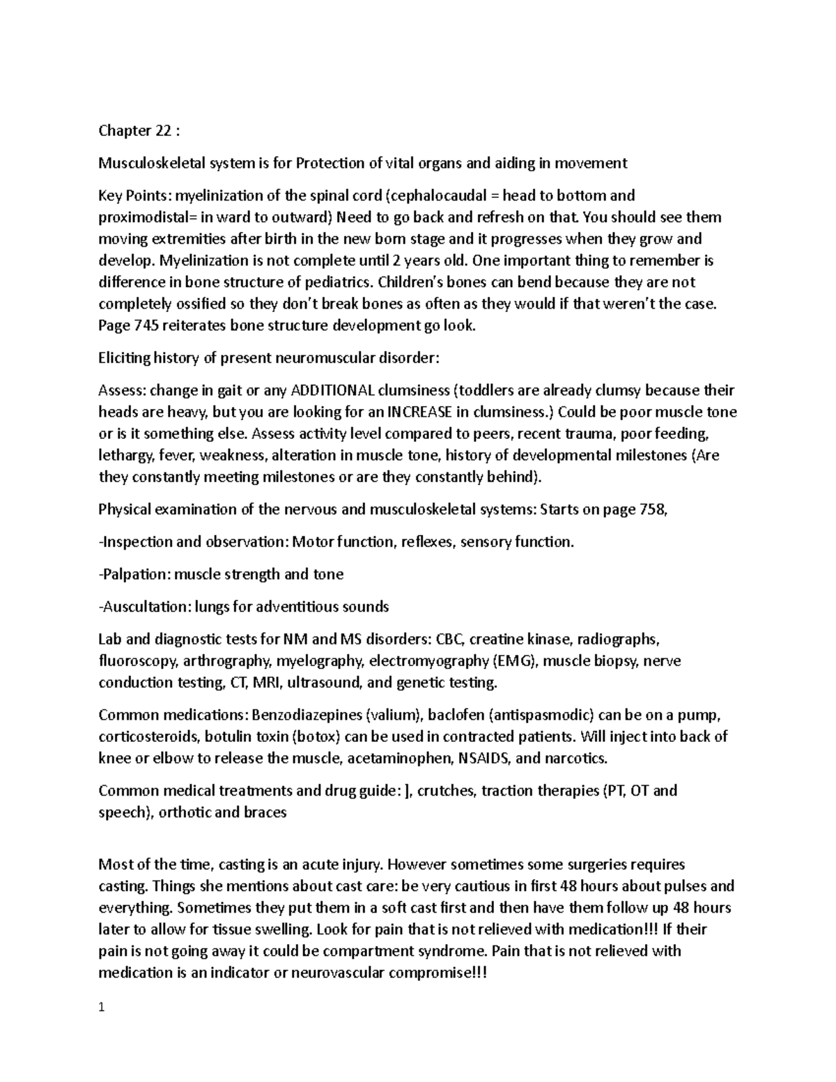Updated exam 5 - Notes for the last exam - Chapter 22 : Musculoskeletal ...