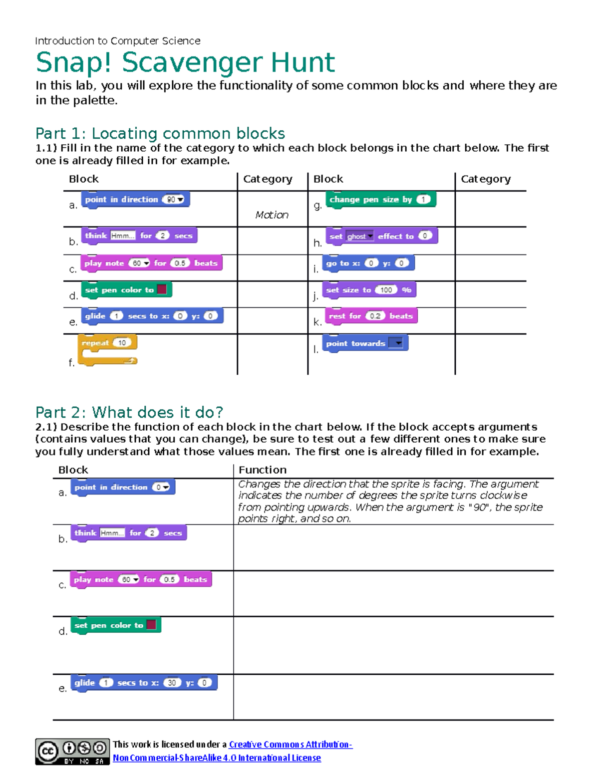 Lab 1.2 SNAP Scavenger Hunt (9) - Introduction to Computer Science Snap ...