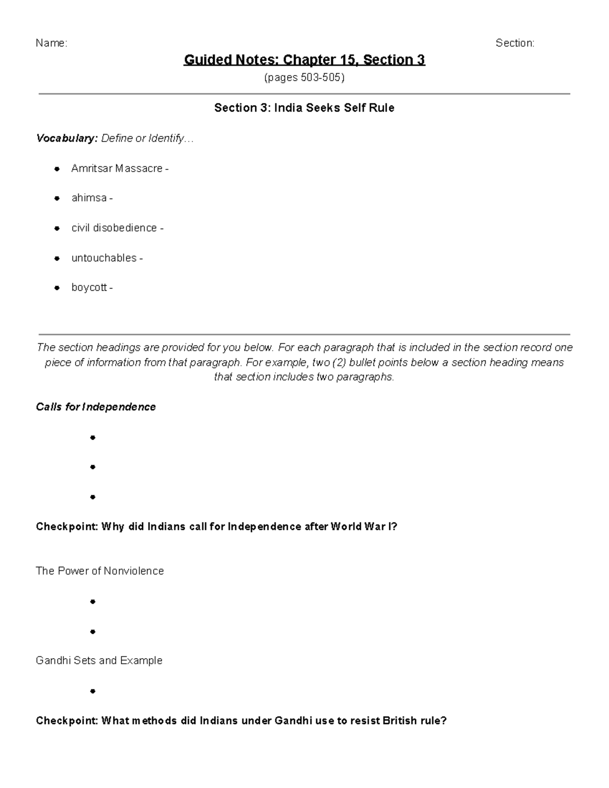 15.3 Guided Notes - Imperialism - Name: Section: Guided Notes: Chapter ...