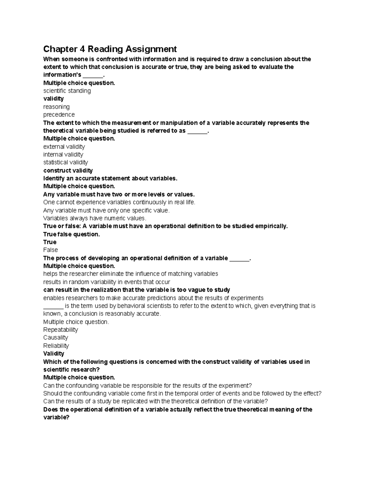 Chapter 4 Reading Assignment - Chapter 4 Reading Assignment When someone is confronted with ...