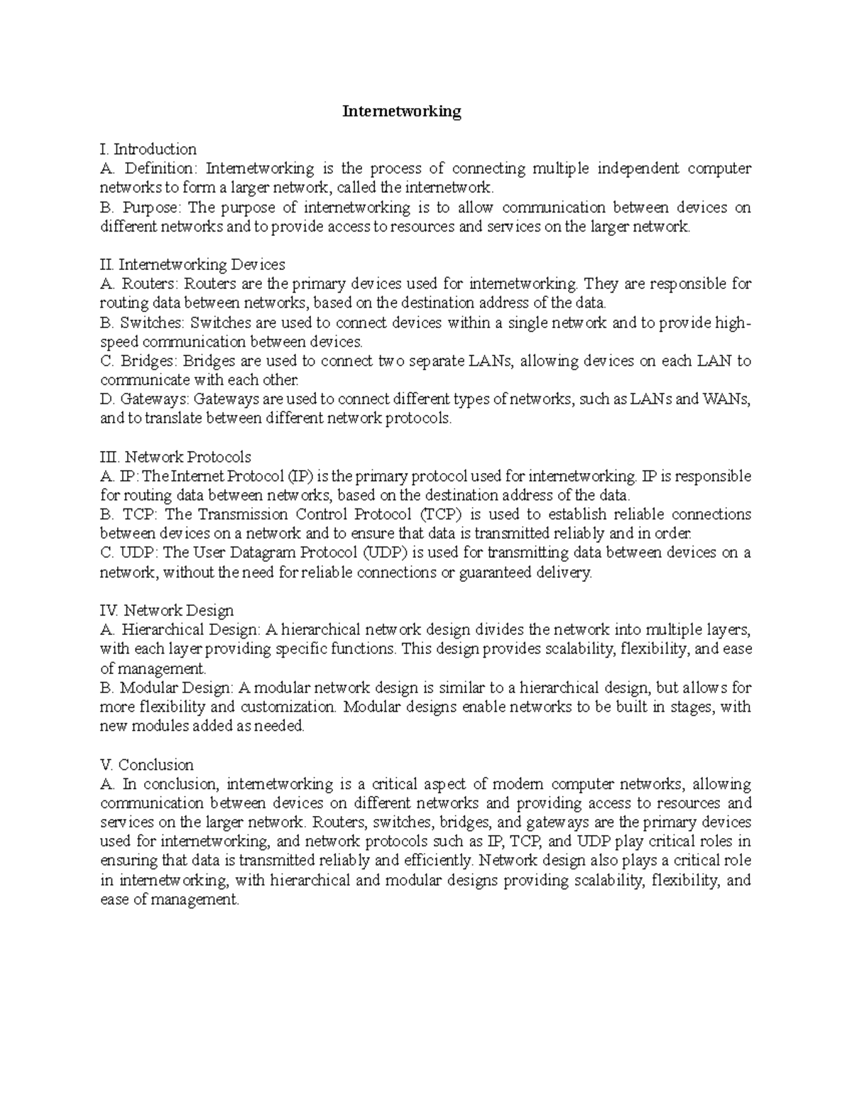 Internetworking - ganga - Internetworking I. Introduction A. Definition: Internetworking is the ...