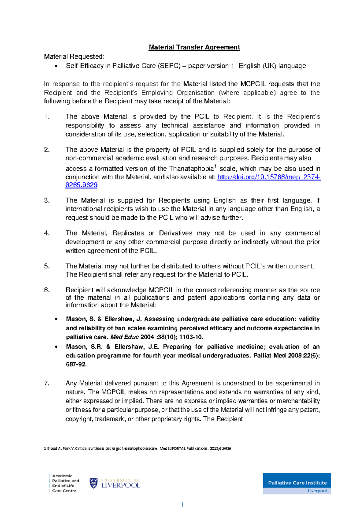 SEPC and TS MTA for general use v1 English 2019 - 1 Material Transfer ...