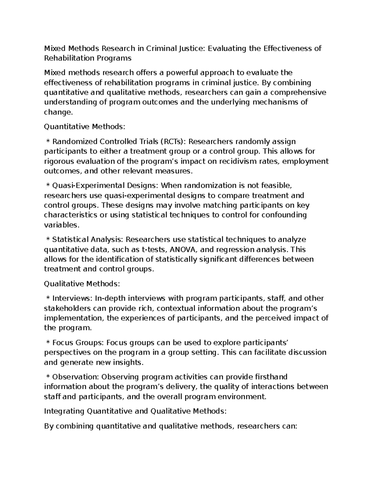 Evaluating the Effectiveness of Rehabilitation Programs - Mixed Methods ...