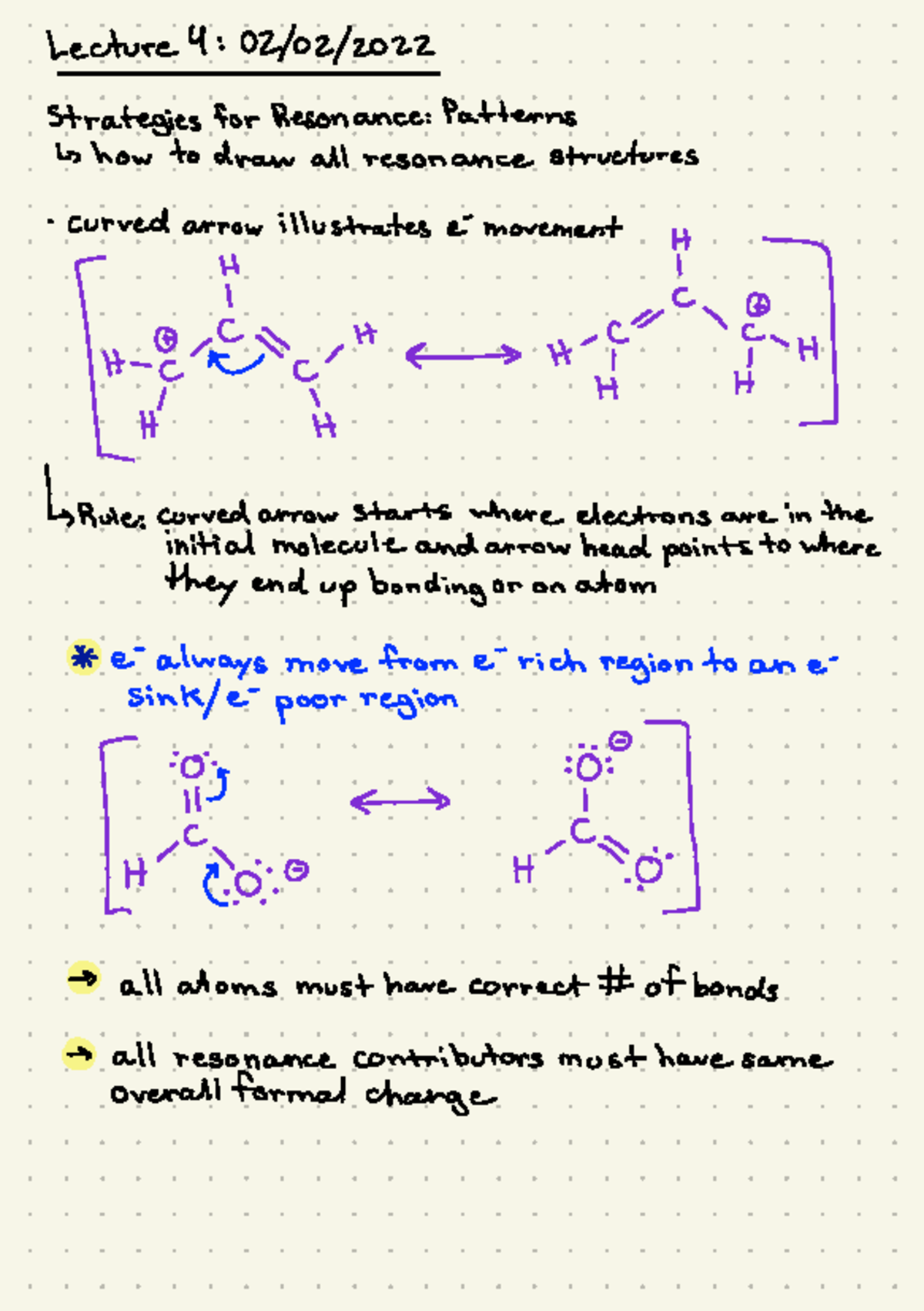 Organic Chem Lecture 4 - Lecture 4 : 02/02/ Strategies for Resonance ...