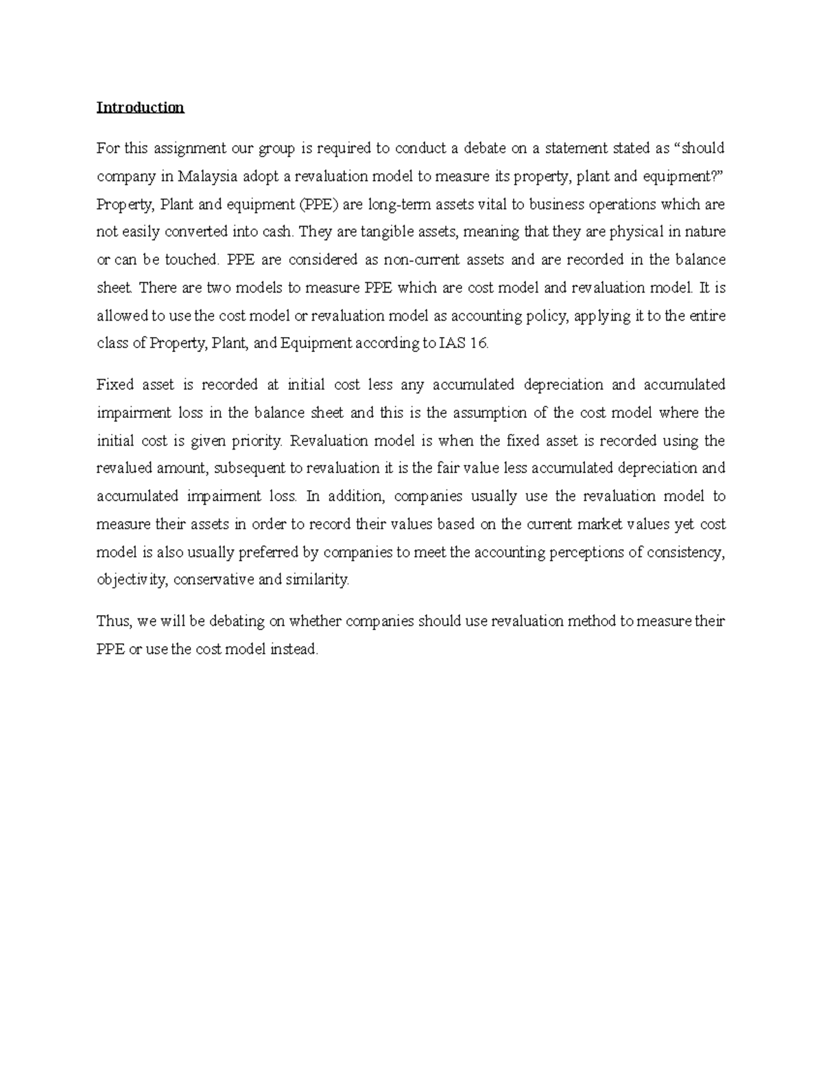 AFA - AFA - Introduction For this assignment our group is required to ...