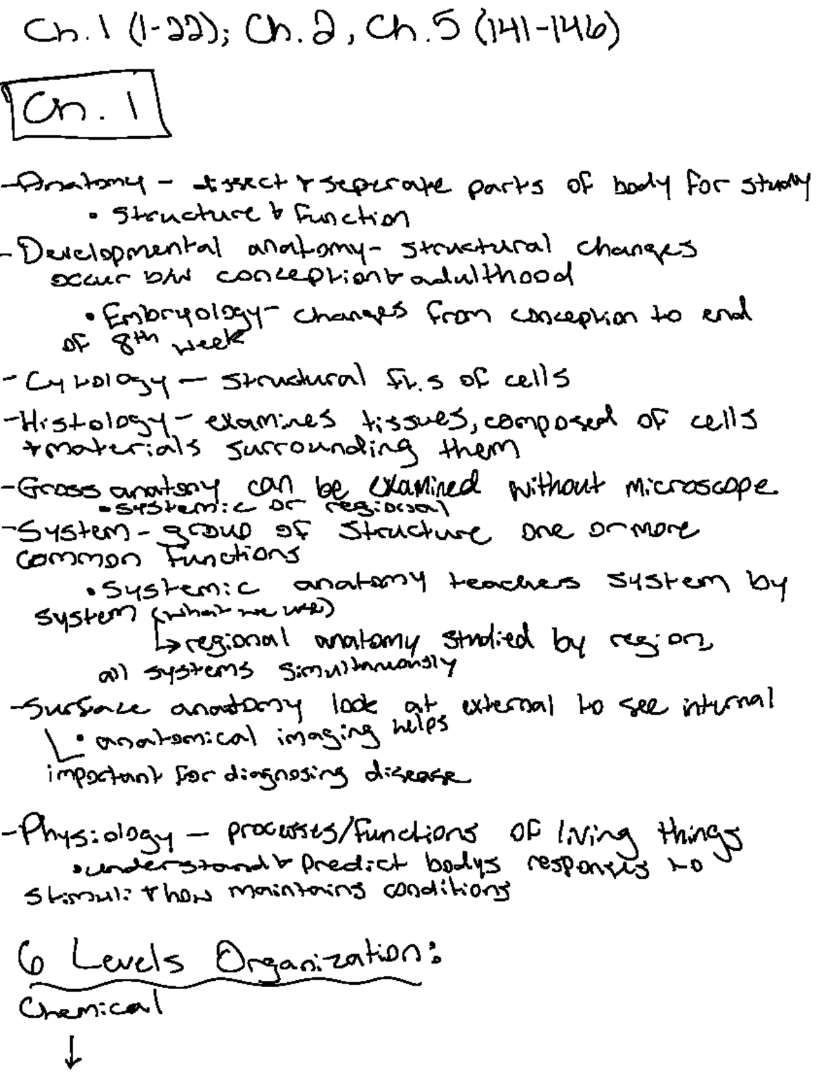 Test 1 Textbook - Cohn - Ch I 1 22 Ch 2 Ch 5 141 146 onto Anatomy ...