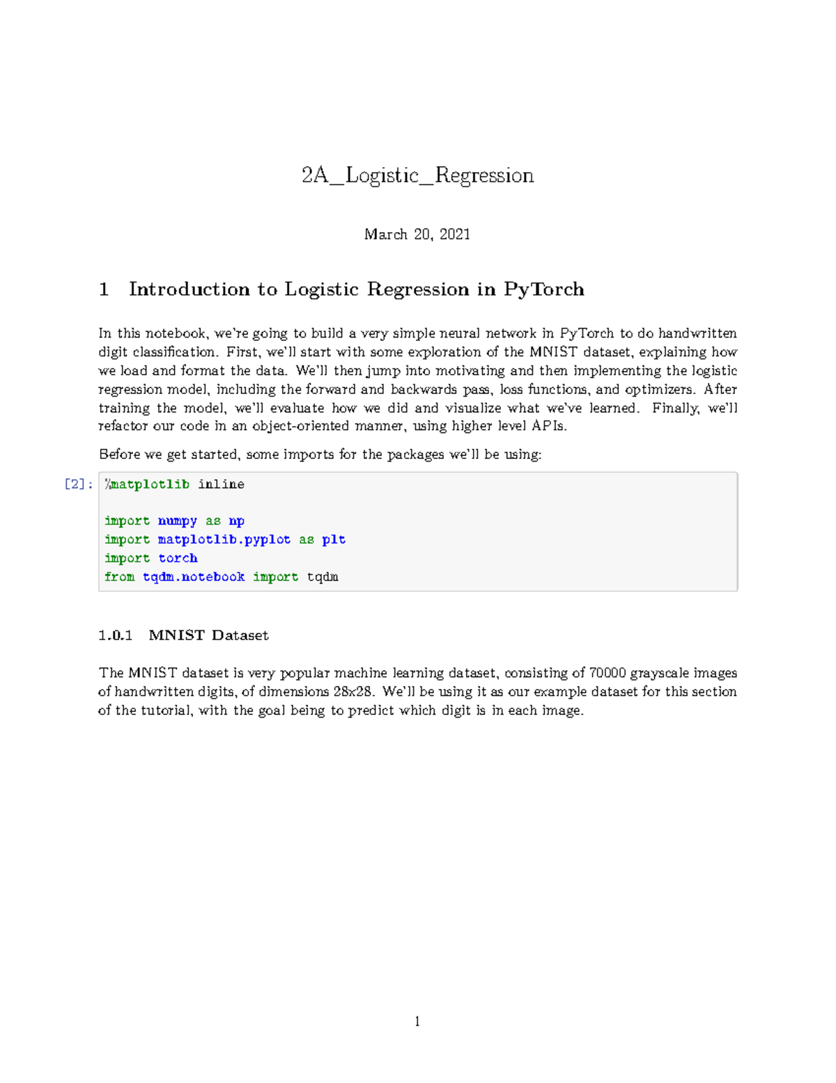 2A Logistic Regression - First, we’ll start with some exploration of ...