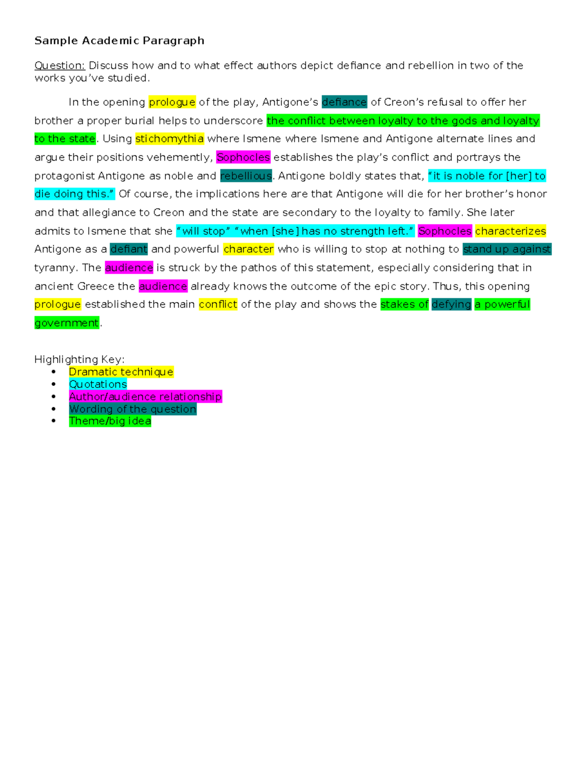 Sample Academic Paragraph - Sample Academic Paragraph Question: Discuss ...