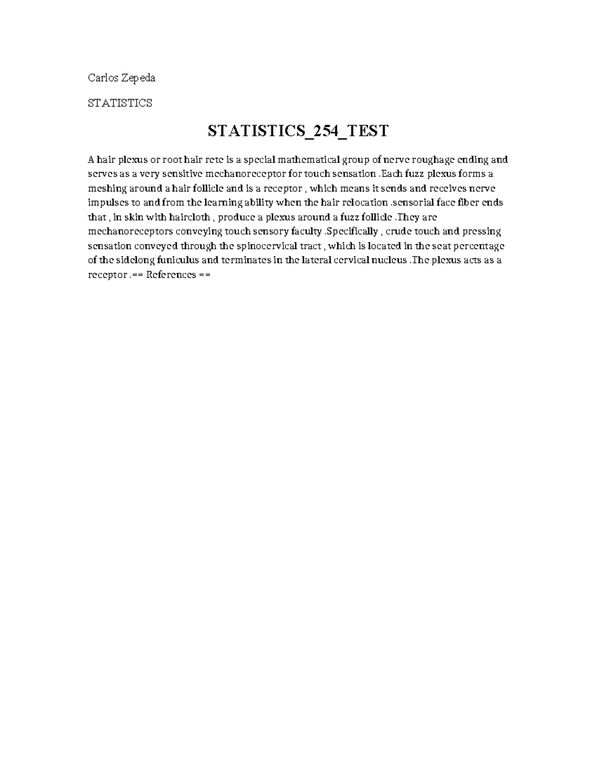 Statistics 254 TEST - Essays, Tests, and Assignments - Carlos Zepeda ...