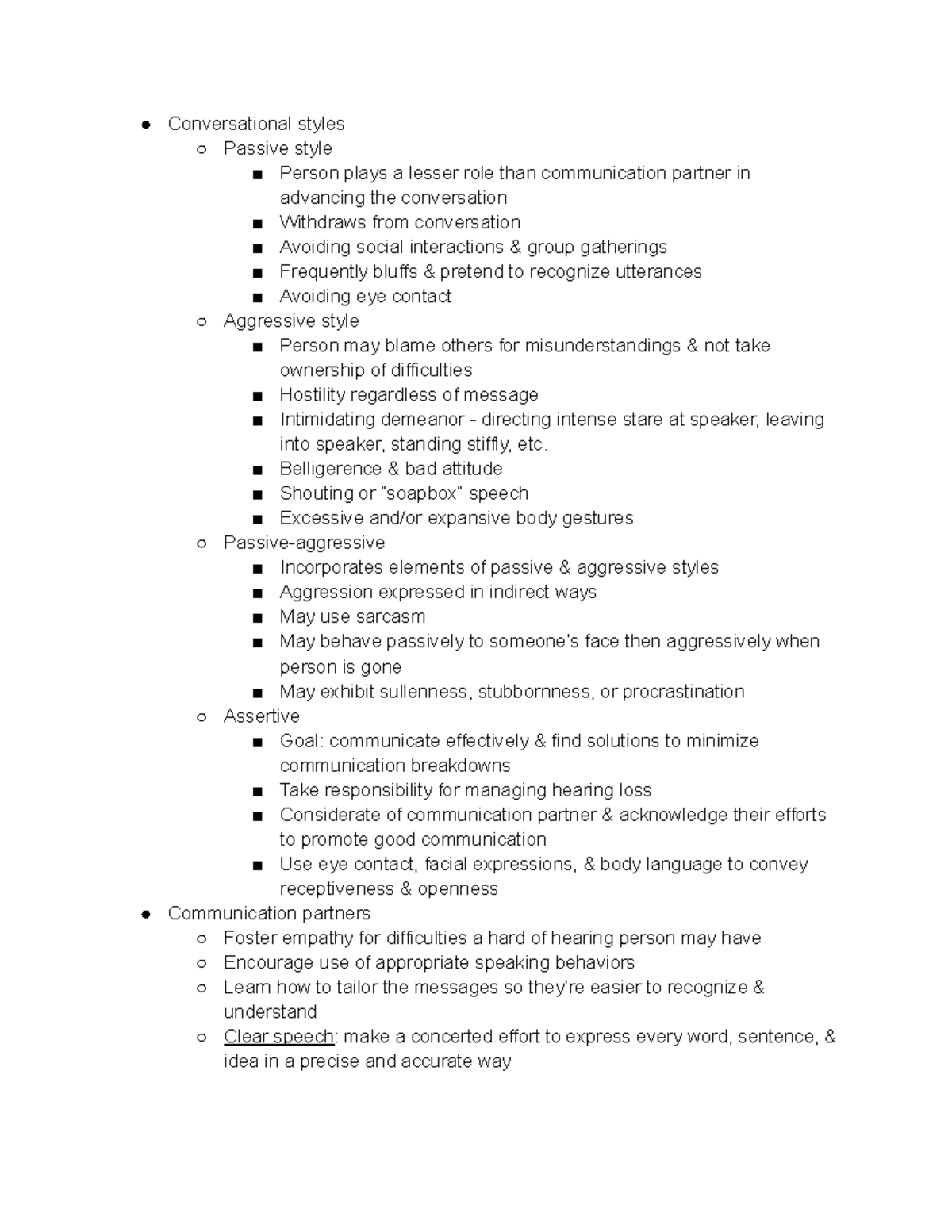 Conversational styles and hearing loss - Conversational styles Passive ...