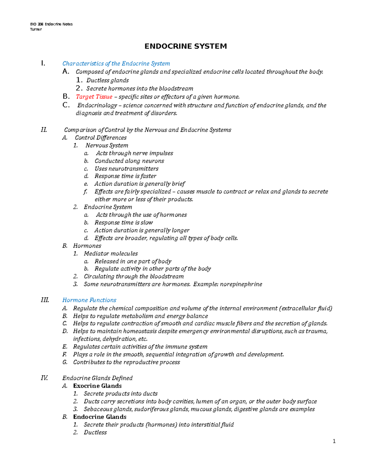 BIO 208 Chapter 17 Notes Endocrine System Notes - BIO 208 Endocrine ...