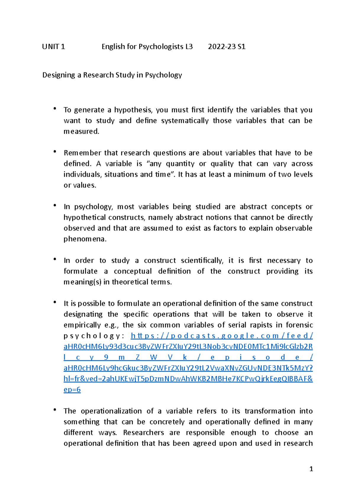 Worksheet 2- Variables and Research Design - UNIT 1 English for ...