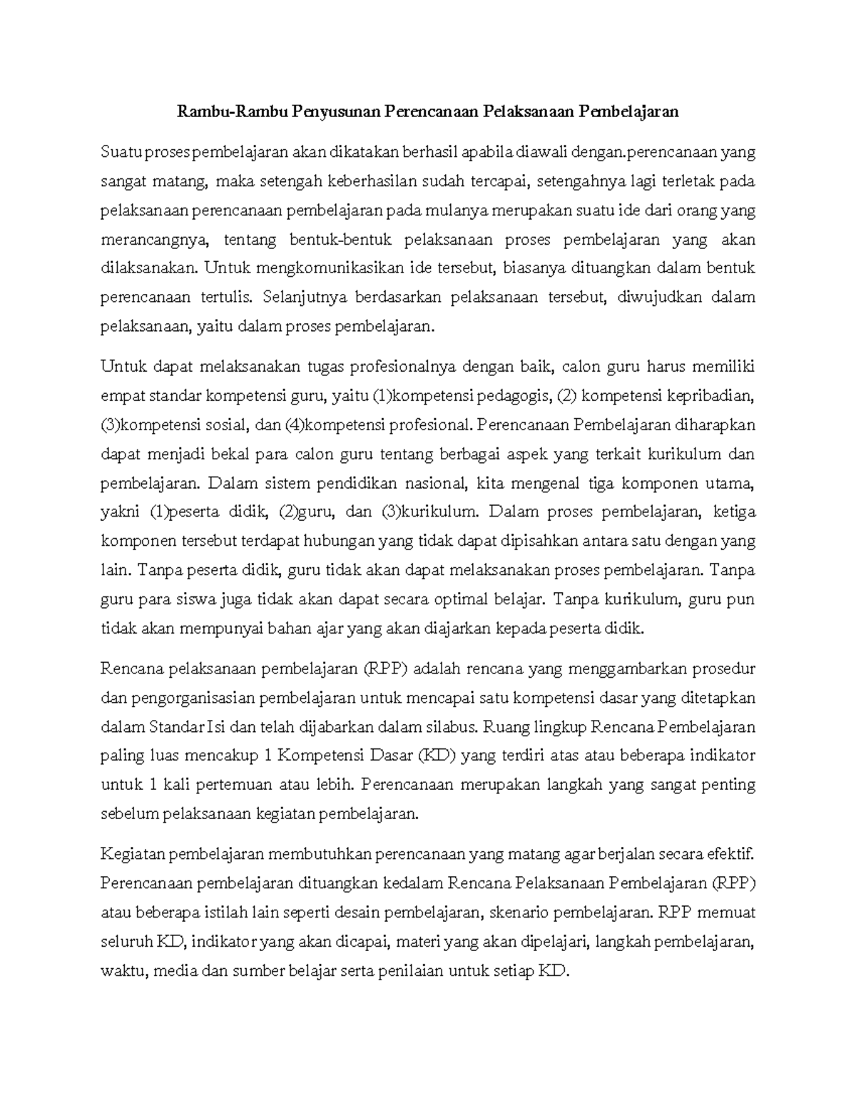 Rambu-Rambu Penyusunan Perencanaan Pelaksanaan Pembelajaran - Untuk ...