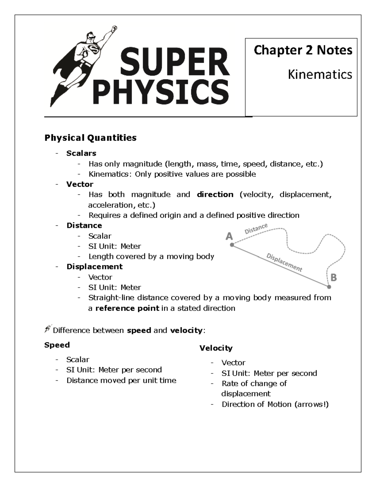 C2-Kinematics-Notes - very good - _____ Chapter 2 Notes Kinematics ...