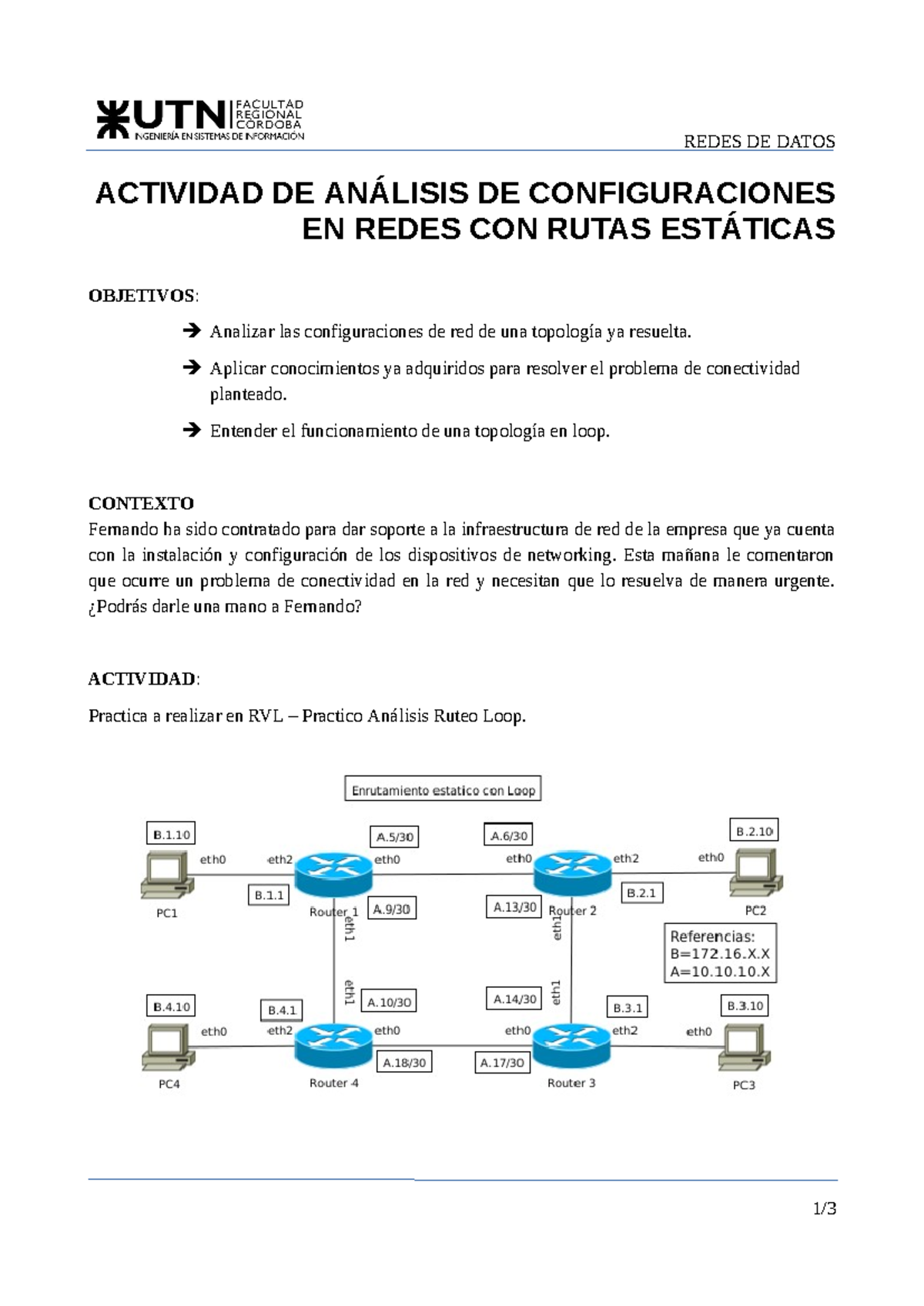 TP22-An Ã¡lisis de configuraciones en redes con rutas est Ã¡ticas - REDES DE DATOS ACTIVIDAD DE ...
