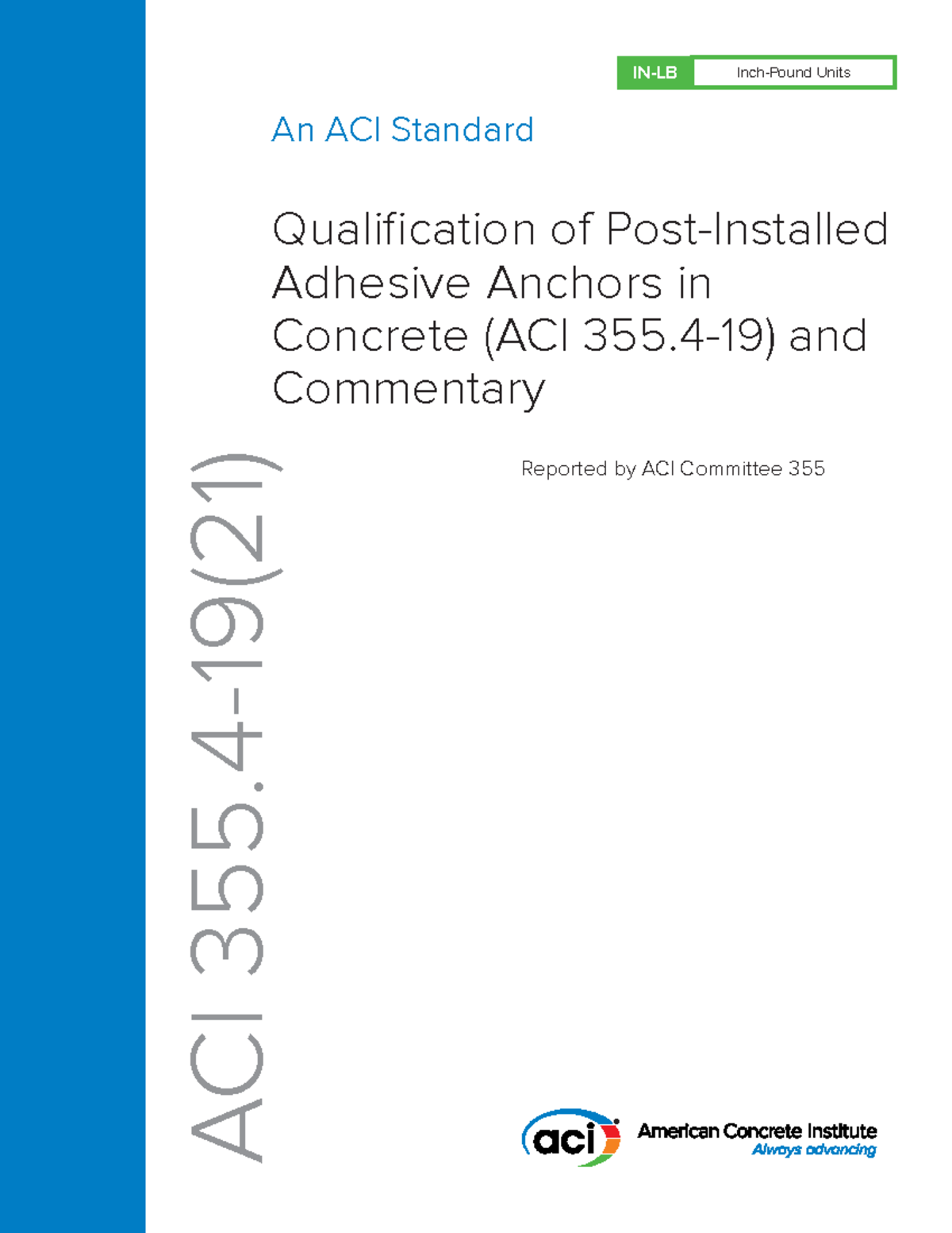 ACI 355 - ACI 355- 19 (21) Reported by ACI Committee 355 An ACI ...