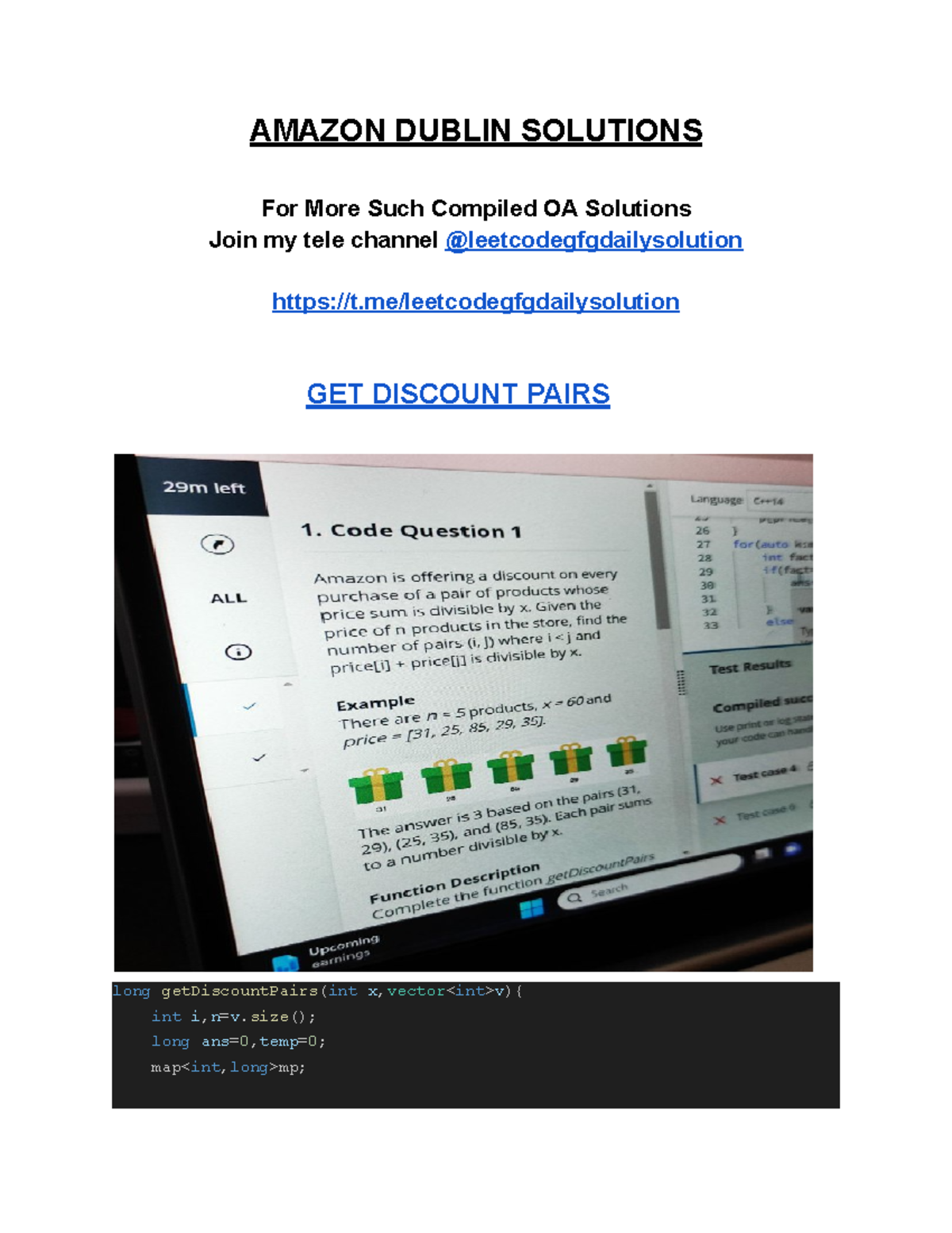 Amazon Dublin Solutions BY Leetcodegfgdailysolution - AMAZON DUBLIN ...