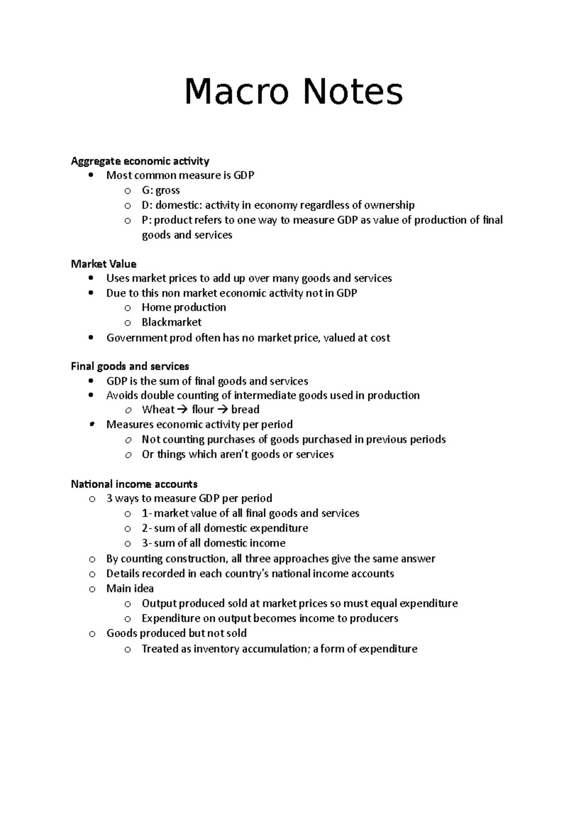 Macro notes for all content - Macro Notes Aggregate economic activity ...