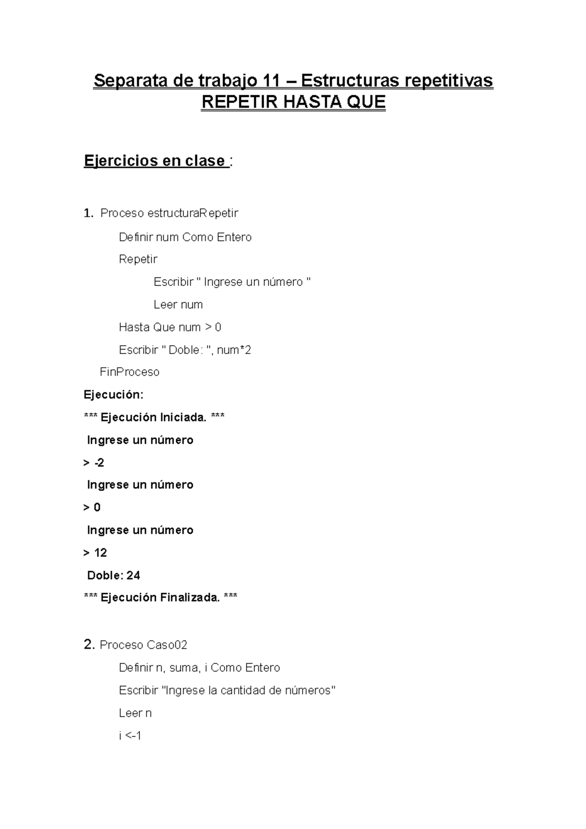 Separata 11 Unidad 03 Principio de Algoritmos - Separata de trabajo 11 – Estructuras repetitivas ...