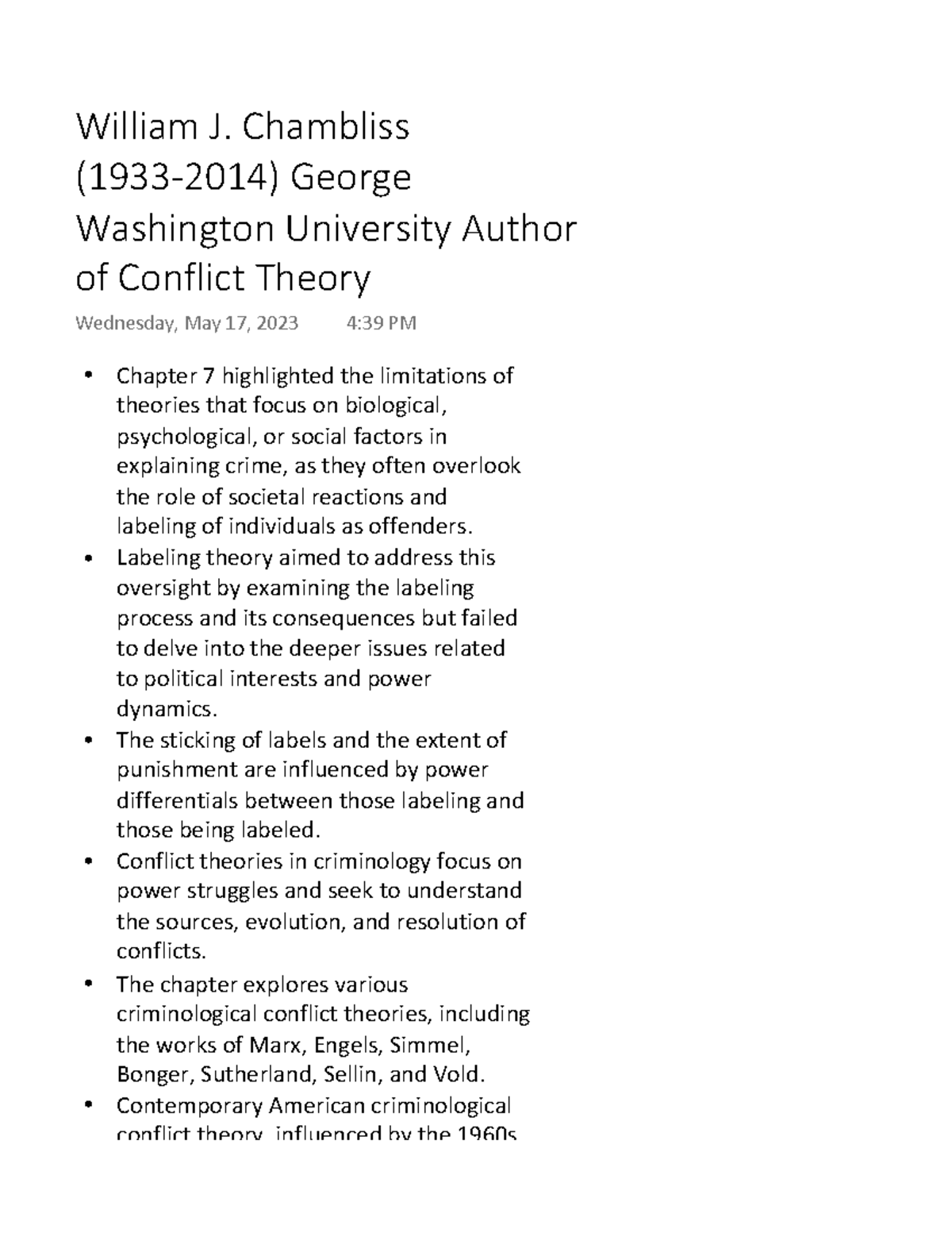 William J. Chambliss (1933-2014 ) George Washington University Author ...