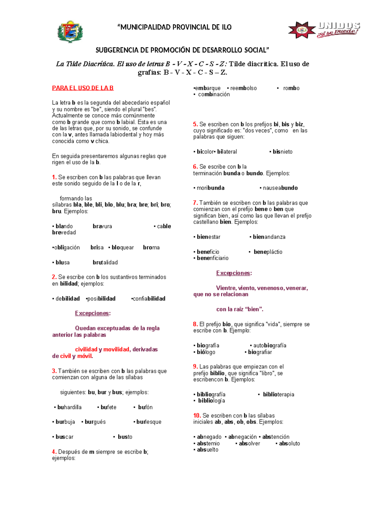 La Tilde Diacrítica - El uso de letras B - V - X - C - S - Z: Tilde ...