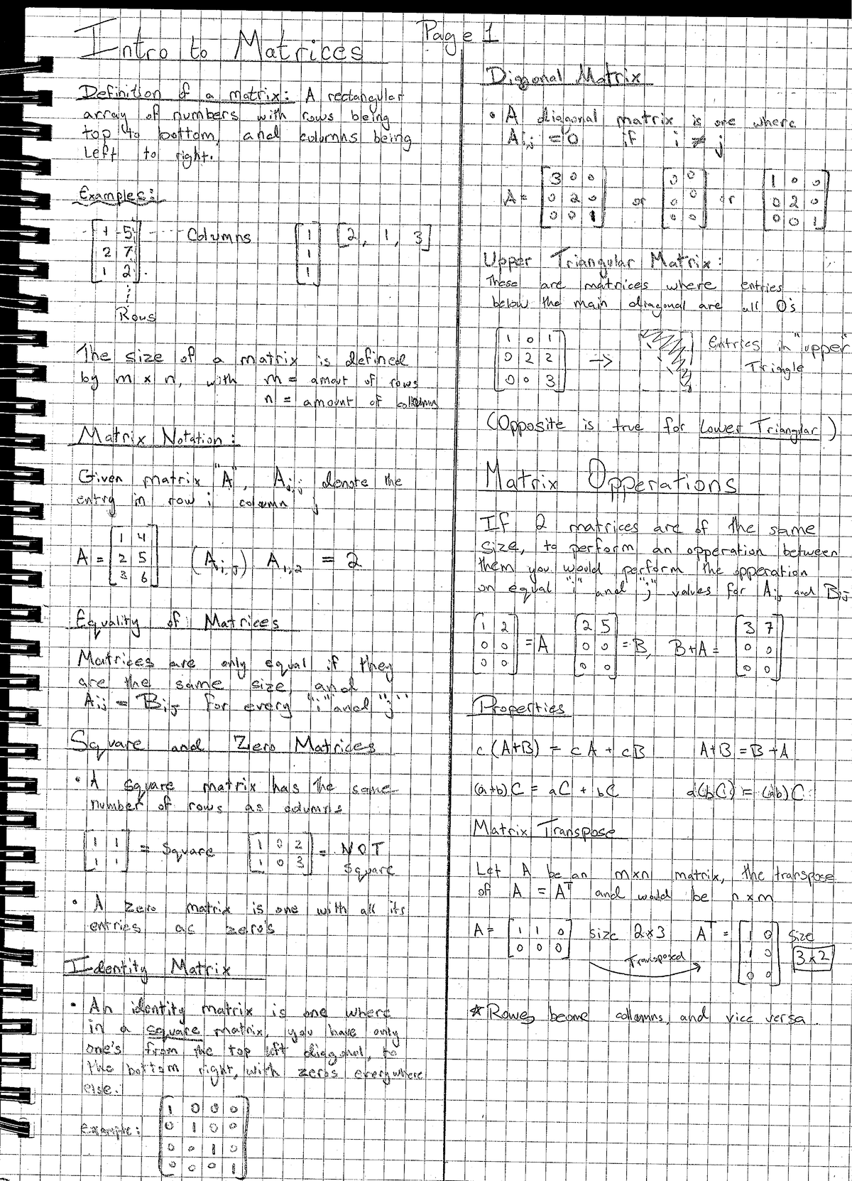 matrices practice - Intro to Matrices Page 1 Digginal Matsix Definition ...
