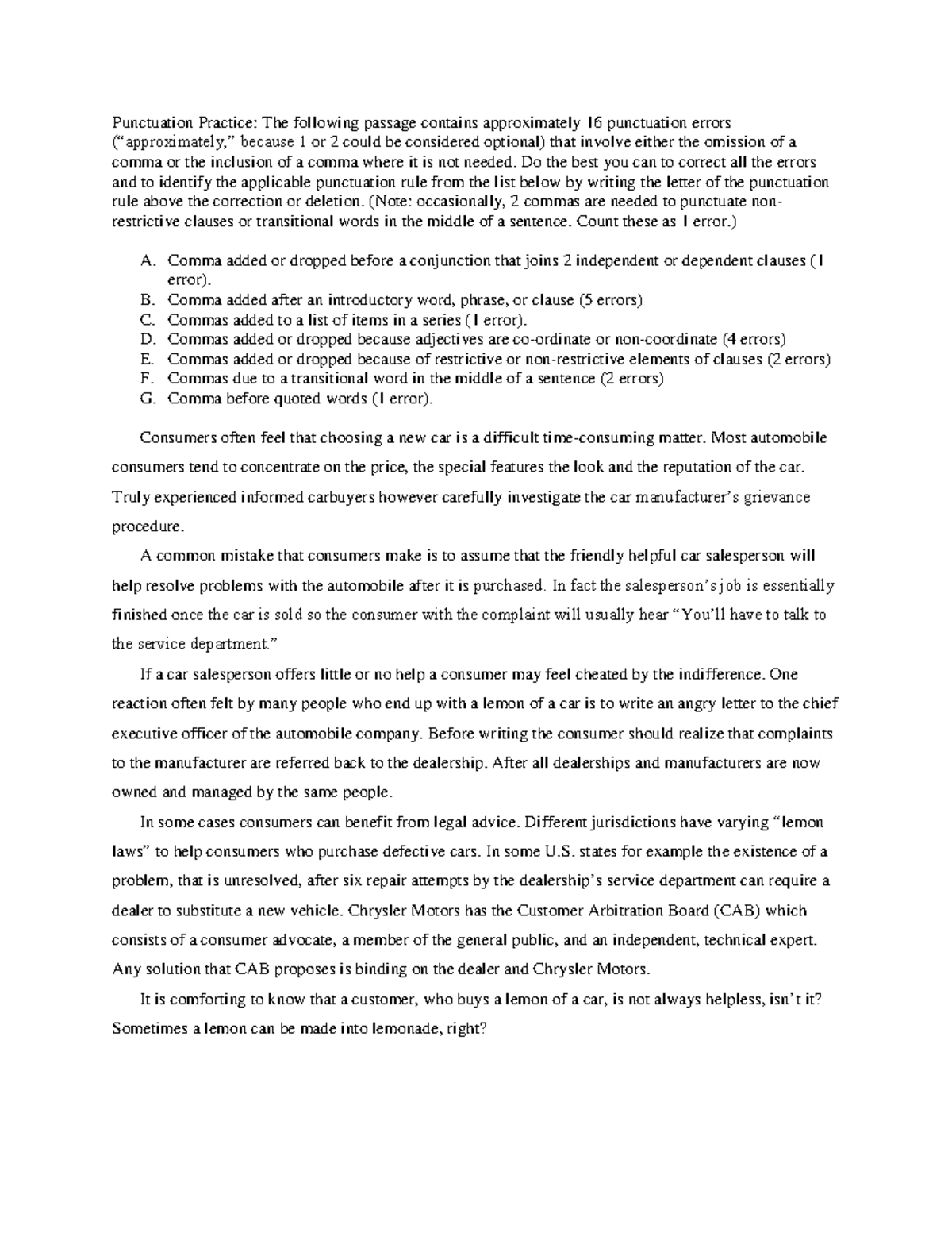 Punctuation Practice-2 Comma splices and sentence fragments practice ...