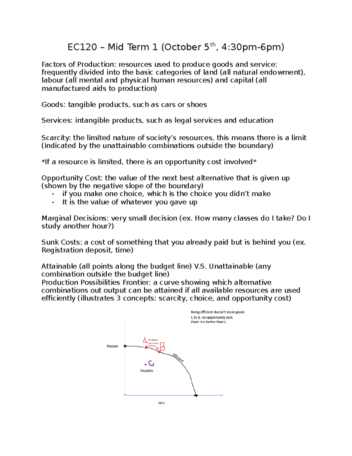 Midterm 1 - These notes are to help others study for the first economic ...