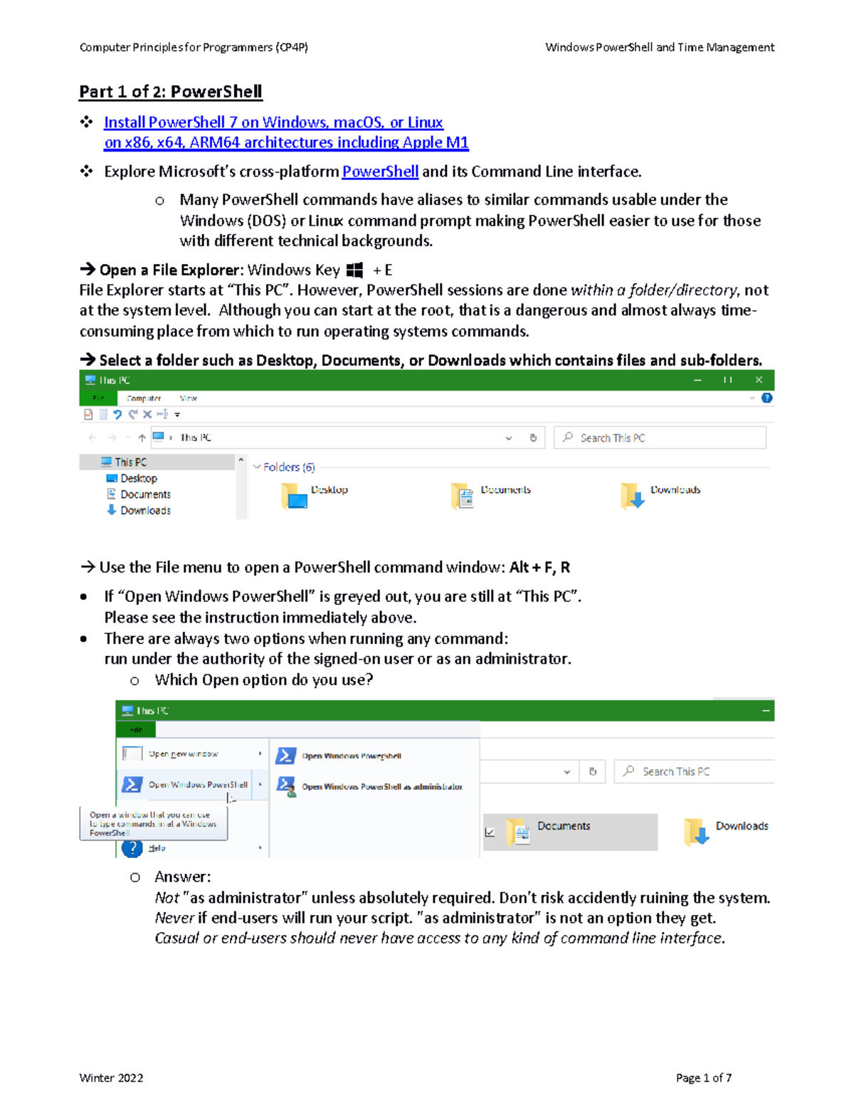CP4P Week8 Activity Instructions - Part 1 of 2 : PowerShell Install ...