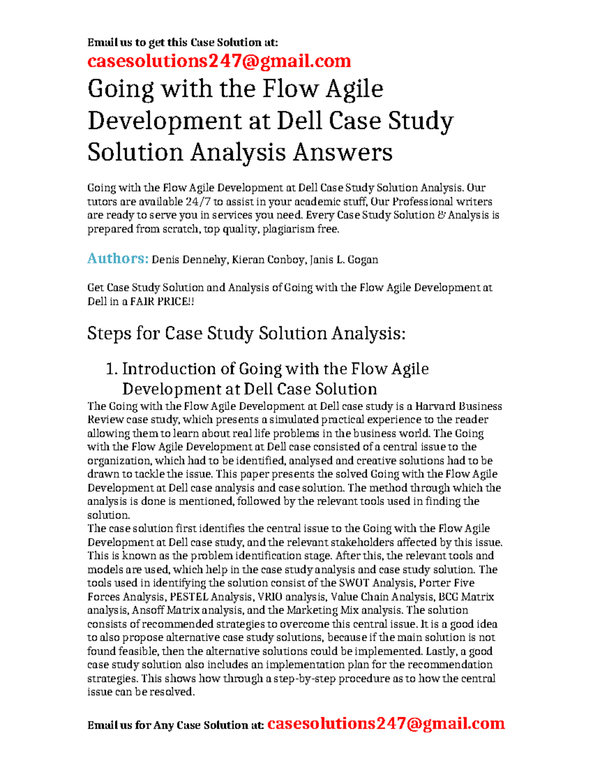 Case Solution Going with the Flow Agile Development at Dell ...