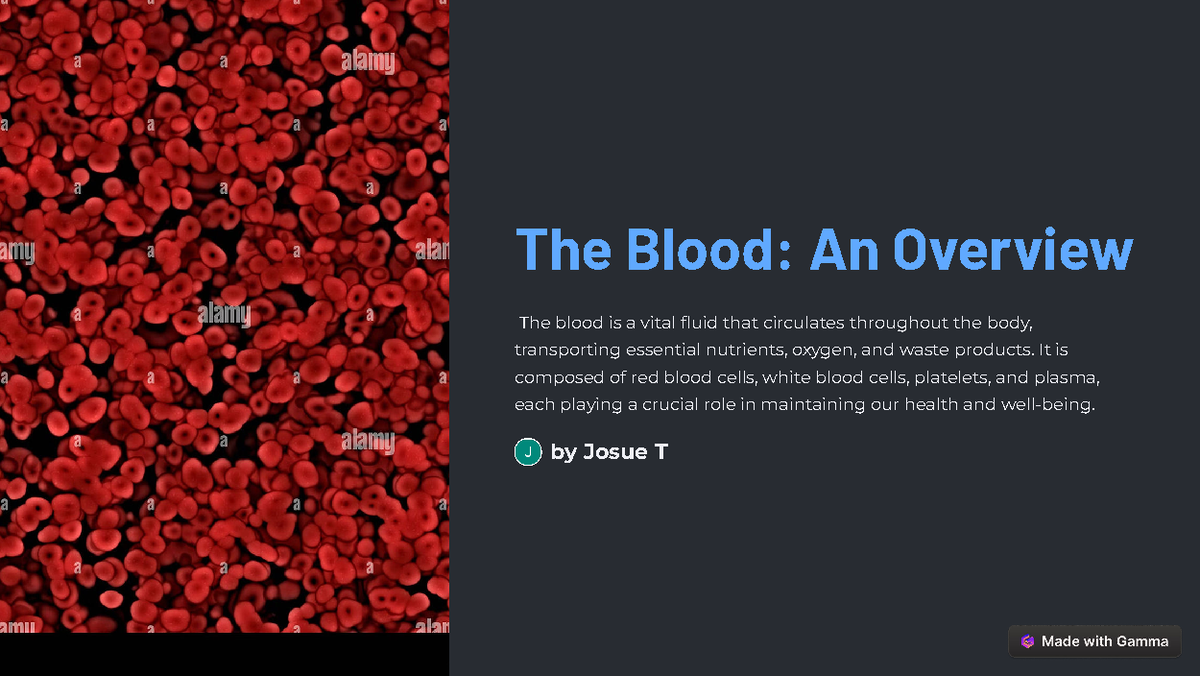 The Blood An Overview - Diapo - The Blood: An Overview The blood is a ...