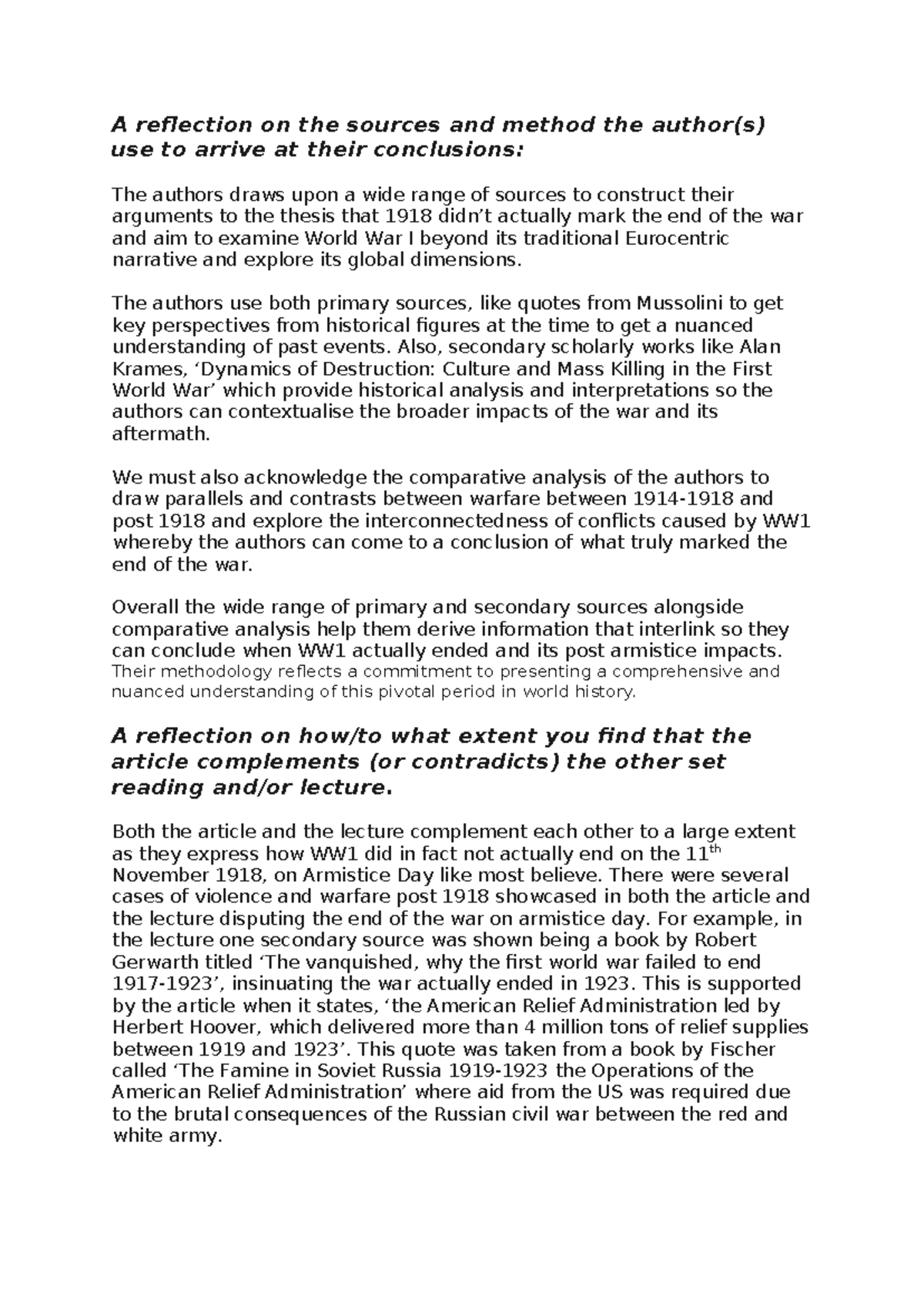 History presentation - politics at the end of ww1 - A reflection on the ...