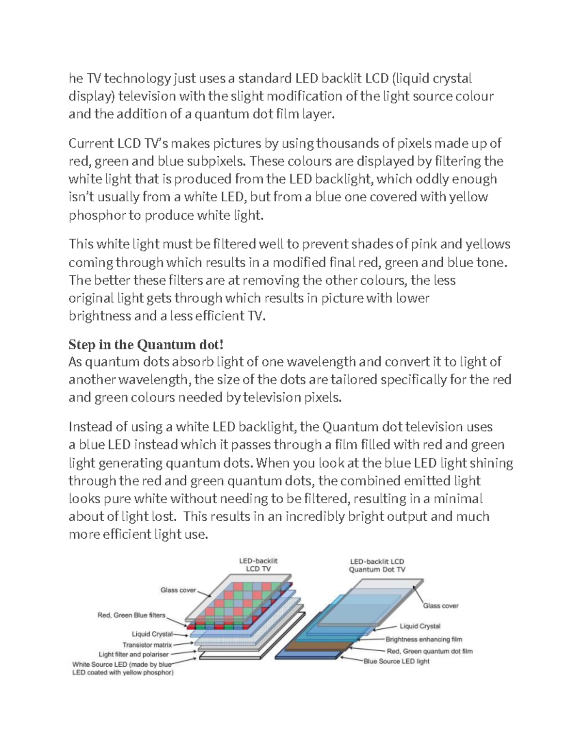Technology and its applications in science - he TV technology just uses ...