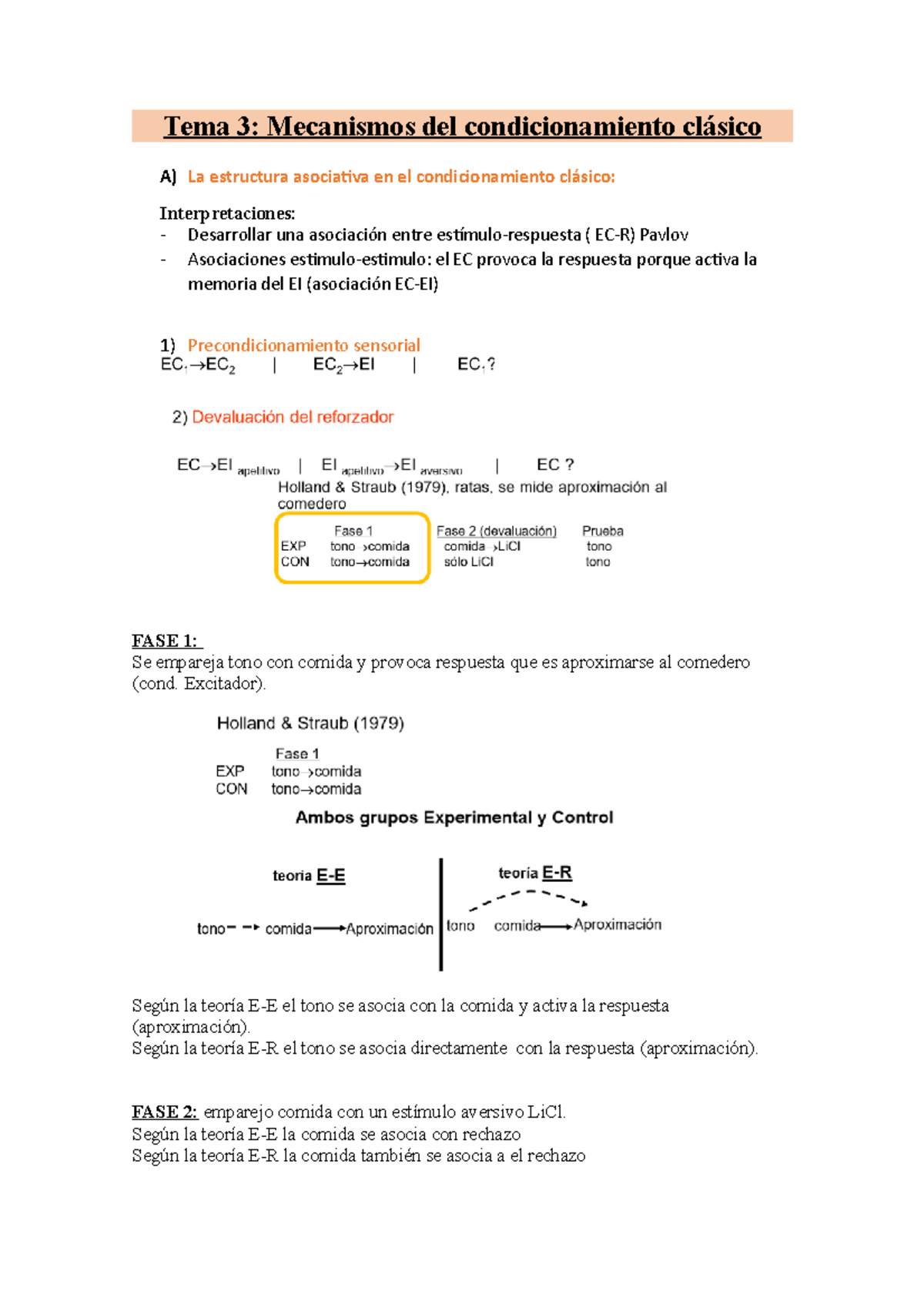 Tema 3. MECANISMOS DEL CONDICIONAMIENTO CLÁSICO - Tema 3: Mecanismos ...