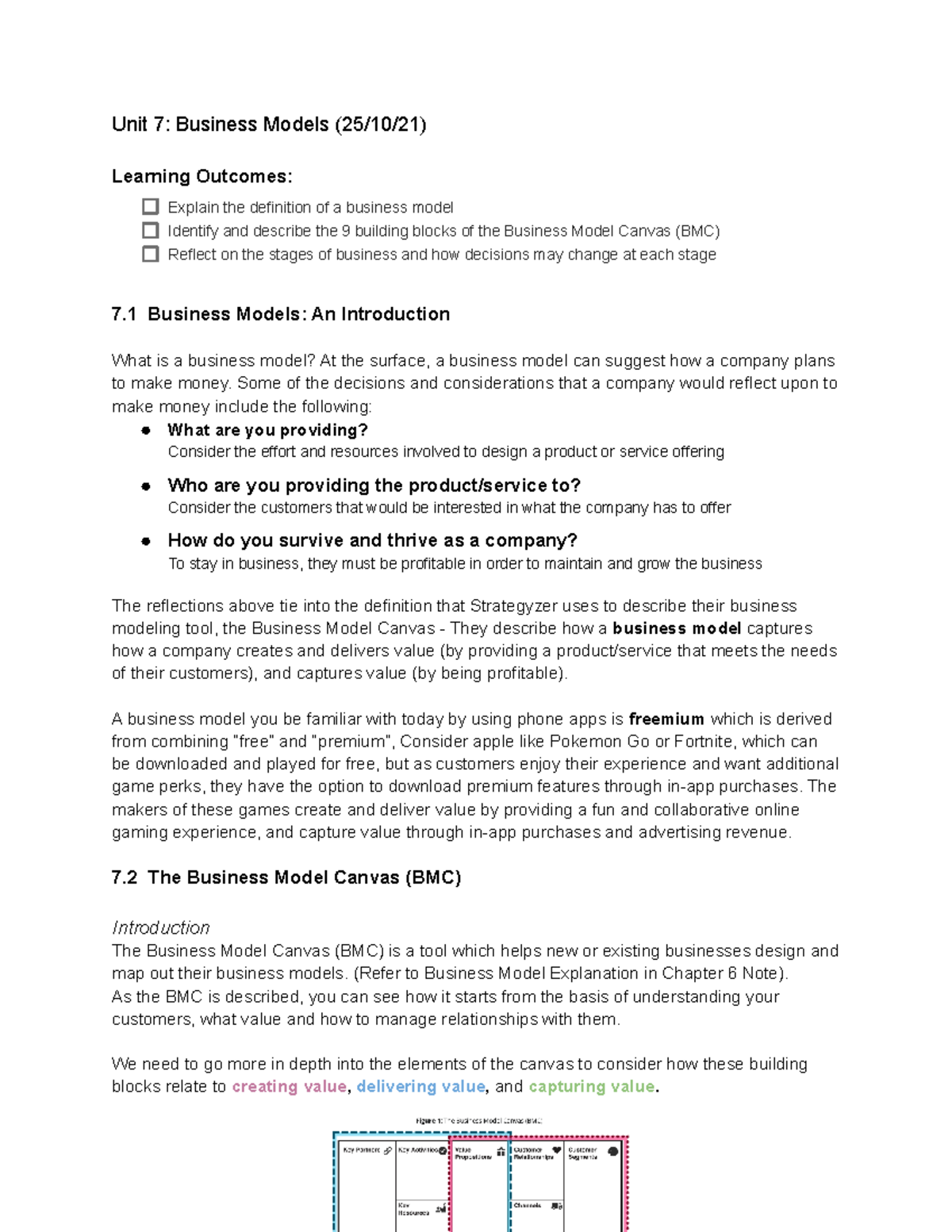 (8) AFM 132 Unit 7 Business Models - Unit 7: Business Models (25/10/21 ...
