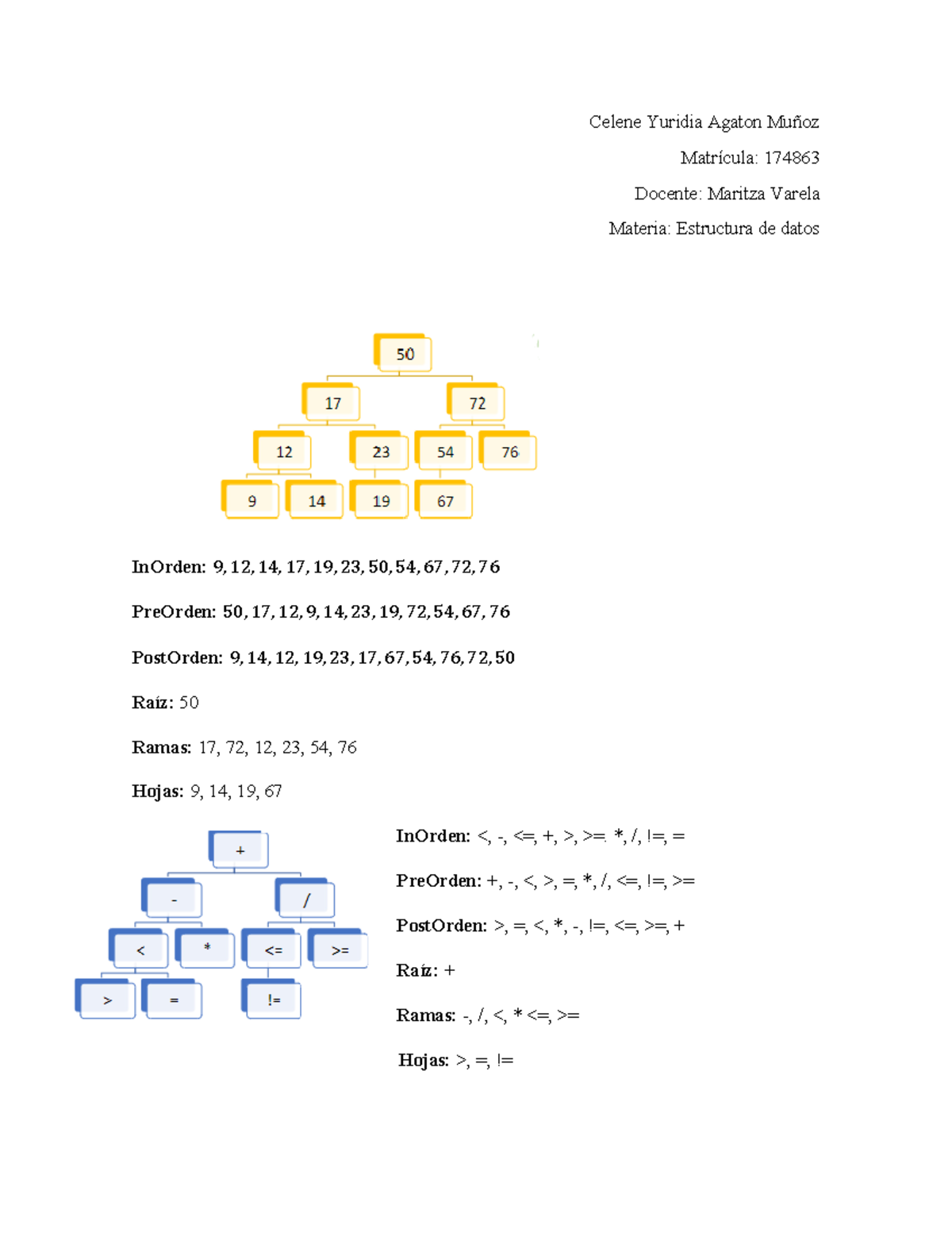 Ejercicio 3 árboles Binarios Celene Yuridia Agaton Muòoz Matrìcula