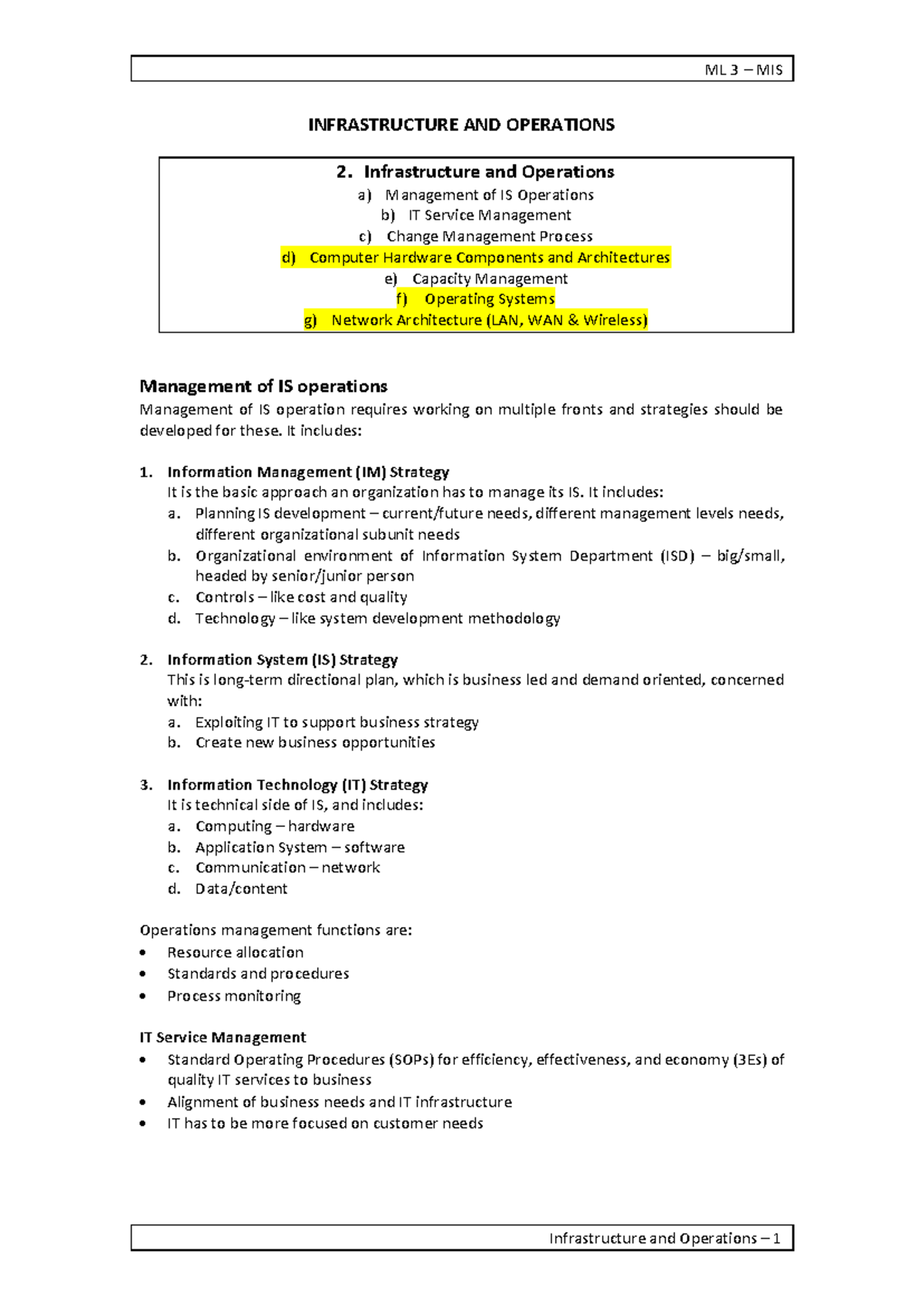 02abce 07 Infrastructure and Operations V2 - ML 3 – MIS Infrastructure ...