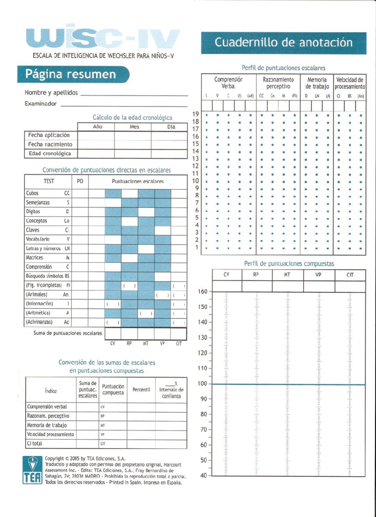 Manual aplicación prueba wisc IV - Psicometría - Studocu
