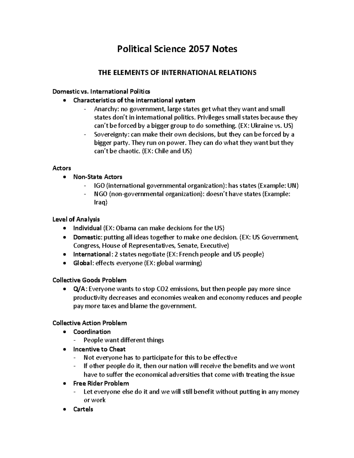 Political Science 2057 Notes - Political Science 2057 Notes THE ...