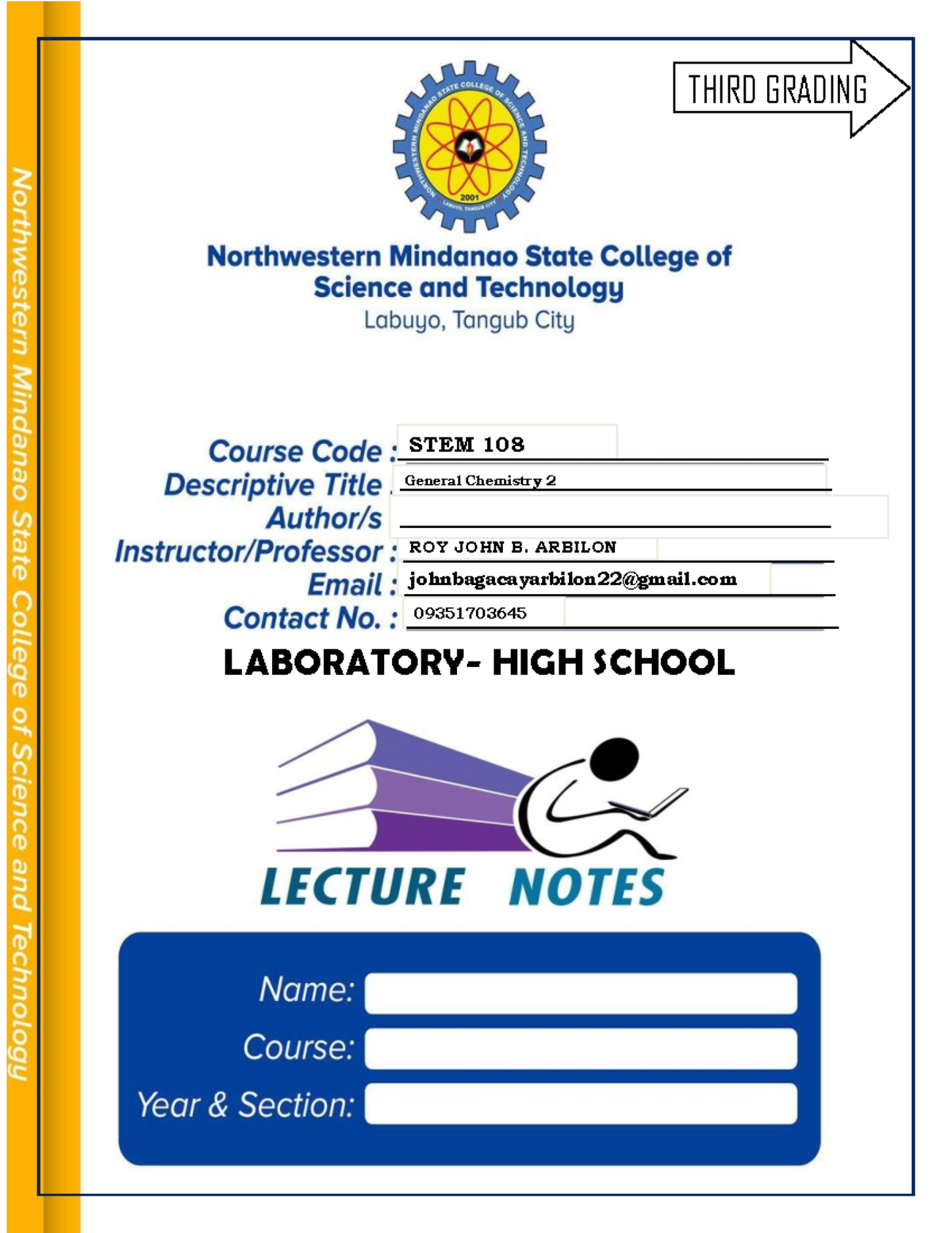 GEN CHEM 2 Lecture - hehehehe - STEM 10 8 General Chemistry 2 ####### ROY JOHN B. ARBILON - Studocu