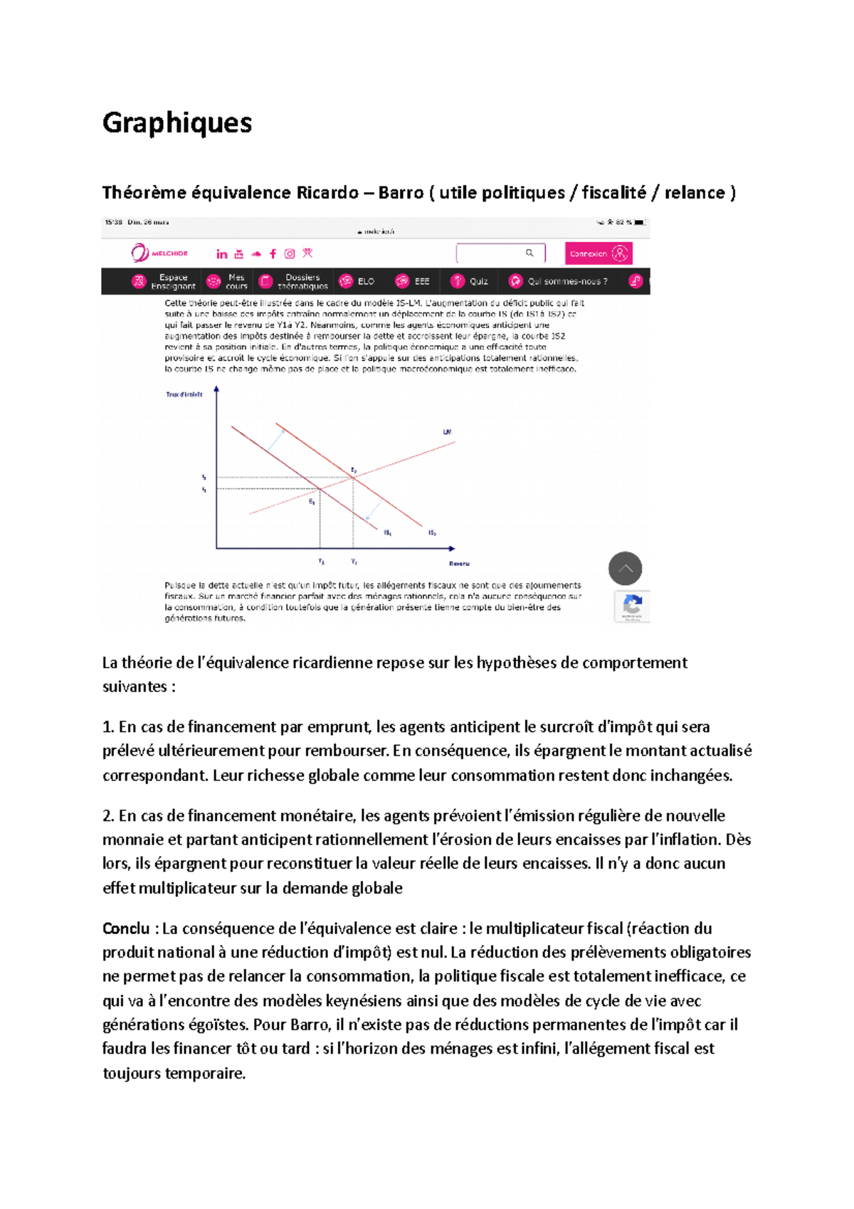 Graph - Graphiques Théorème équivalence Ricardo – Barro ( utile ...