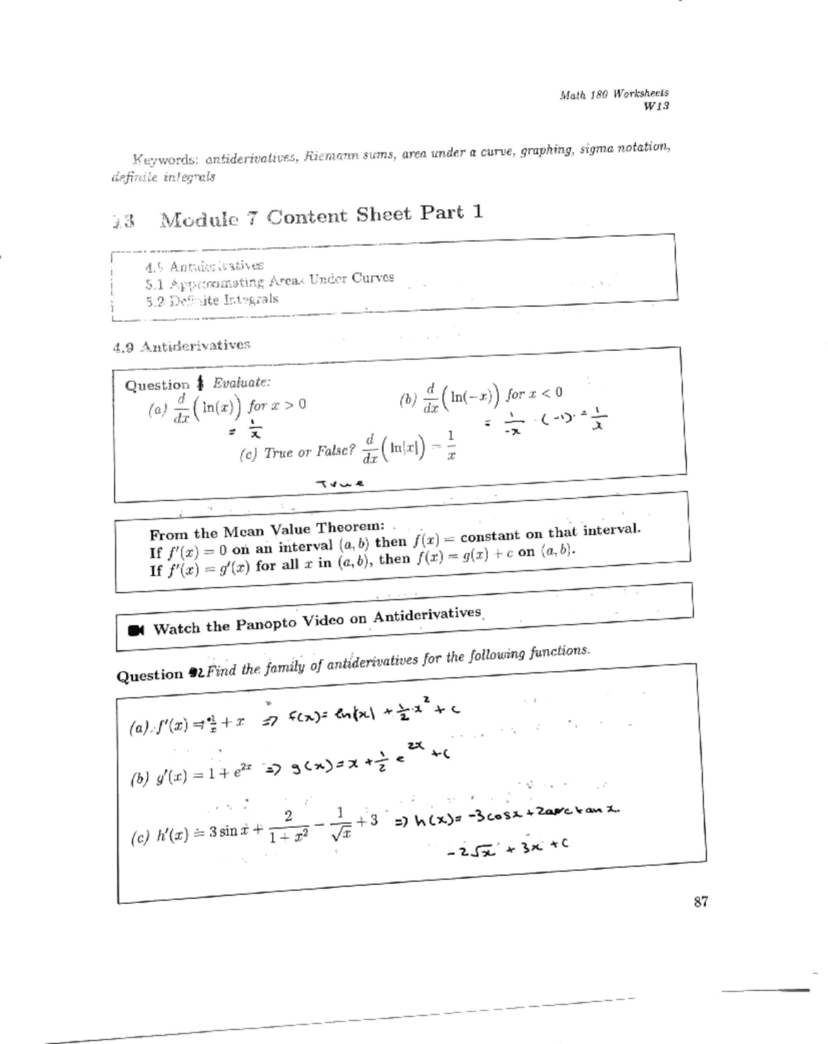 Module 7 Content Sheet Part 1 - MATH 180 - Studocu