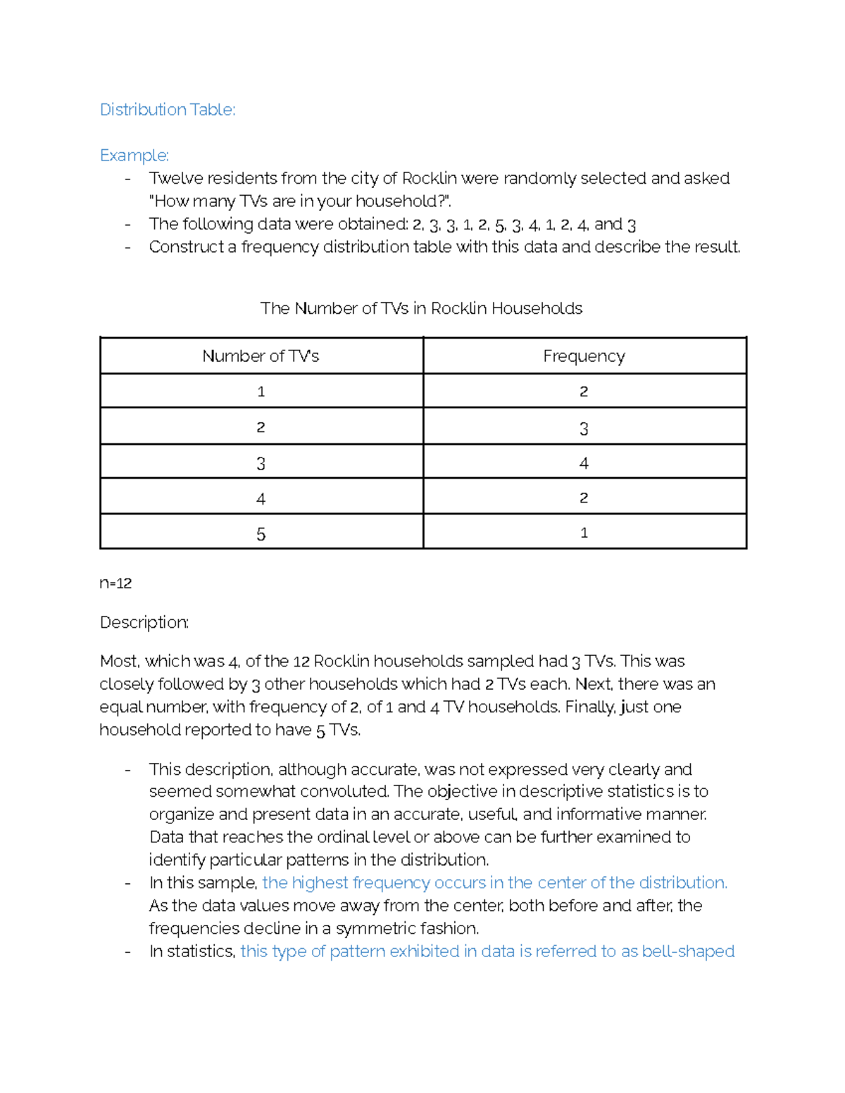 Stats Distrubution In Class Lecture Notes With Practice Problems And Terminology Relevant To