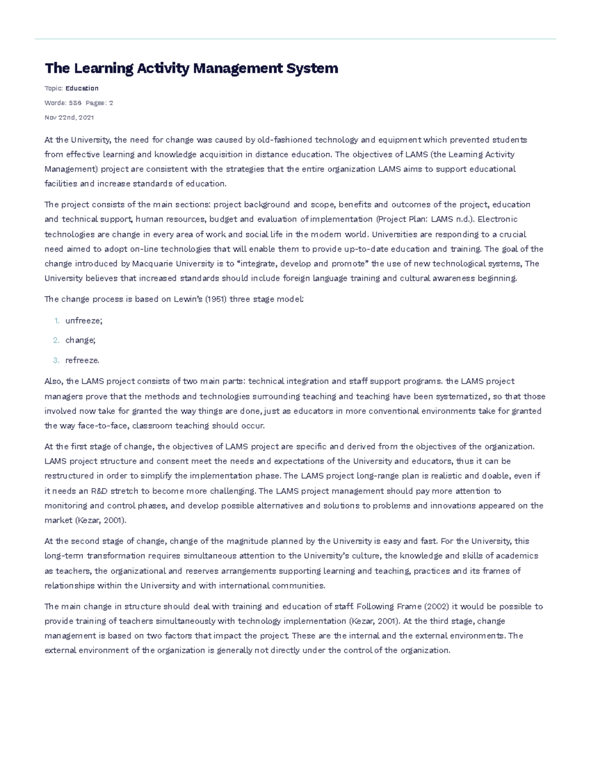 The Learning Activity Management System Free Essay Example - The ...