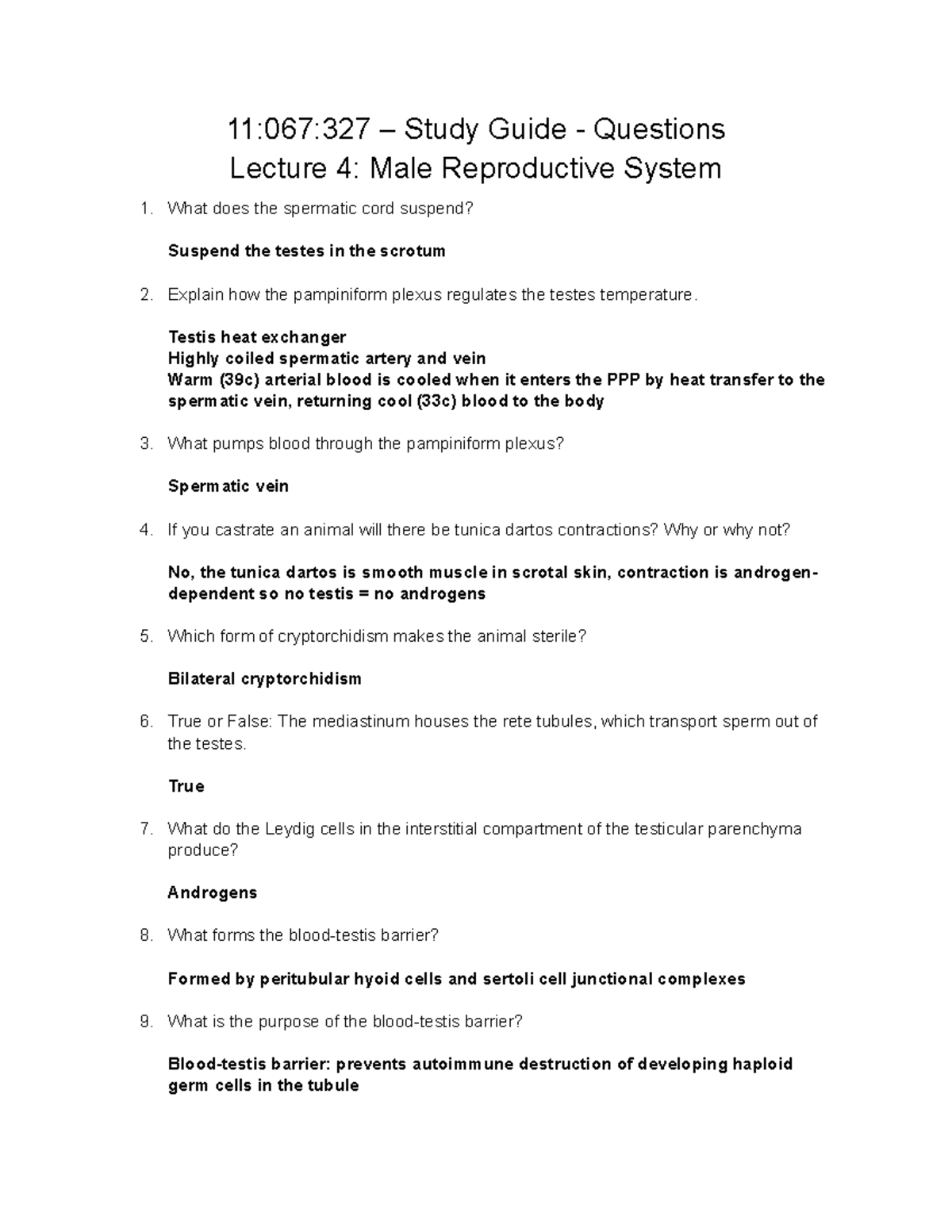 Animal Reproduction: Lecture 4 Study Guide - 11:067:327 – Study Guide ...