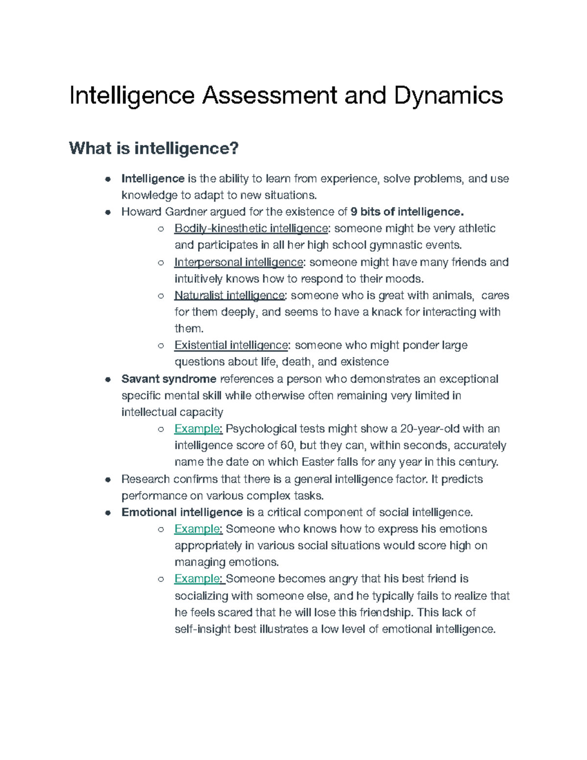 Intelligence Assessment and Dynamics - Howard Gardner argued for the ...