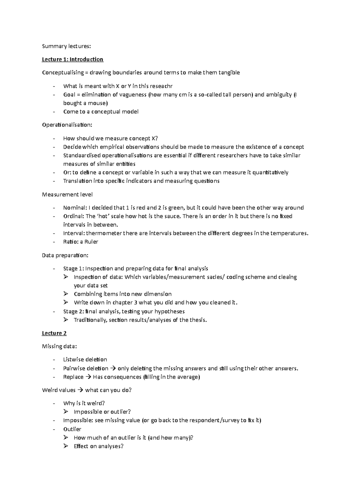 Summary lectures - Summary lectures: Lecture 1: Introduction ...