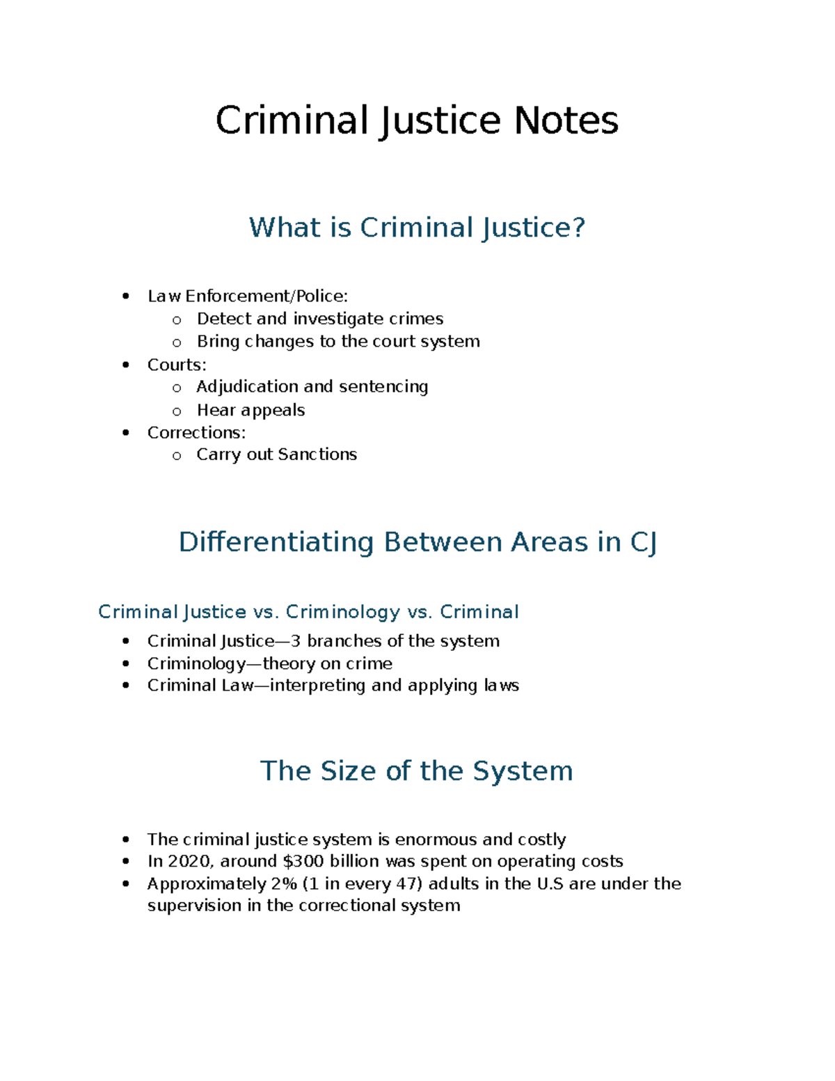 Criminal Justice Notes - Criminal Justice Notes What is Criminal ...