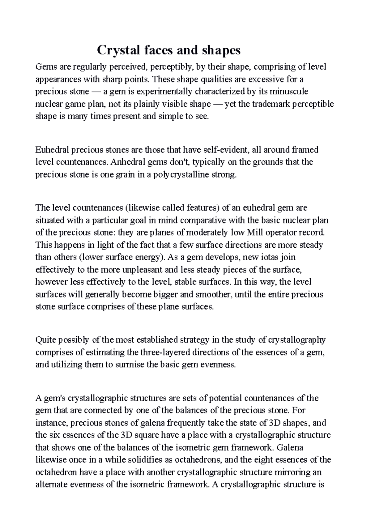 Crystal faces and shapes - These shape qualities are excessive for a ...